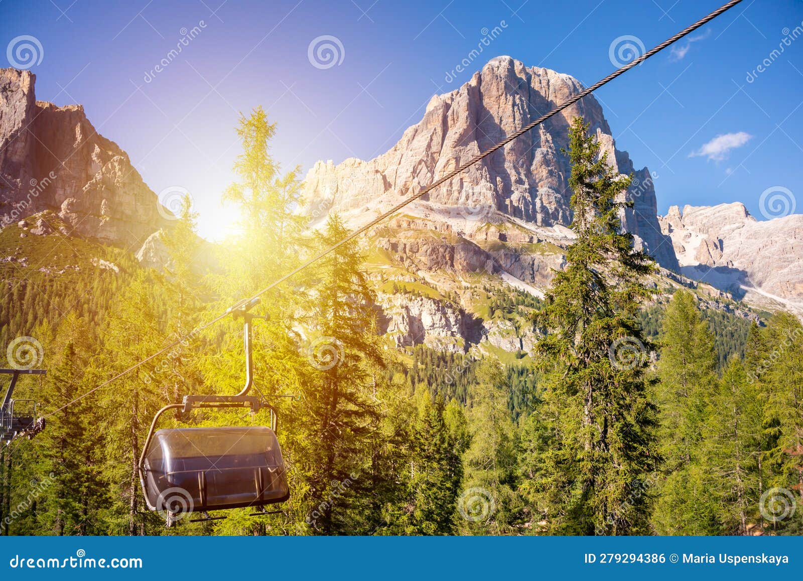 Cable Car in Dolomite Mountains in ITaly in Summer Stock Photo - Image ...