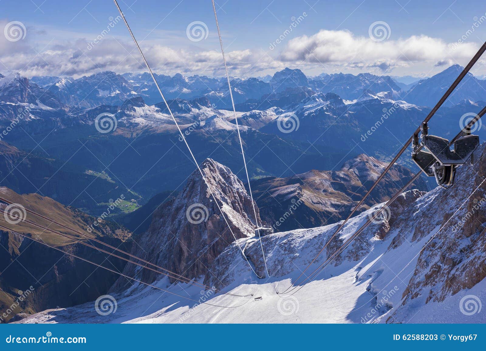 Cable Car in the Dolomites stock image. Image of cable - 62588203