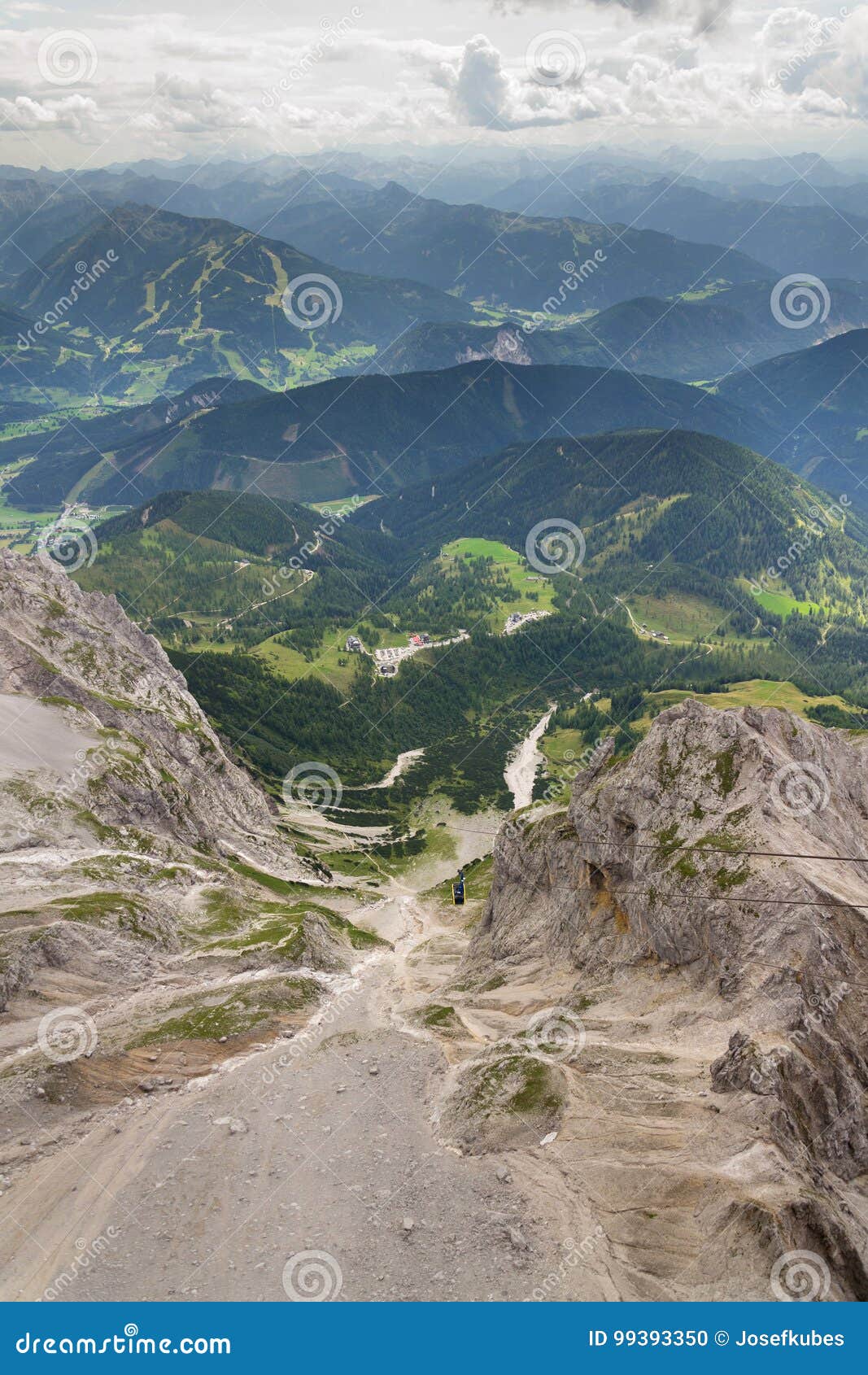 Cable Car Gondola Travelling To Dachstein Mountain Stock Photo - Image ...