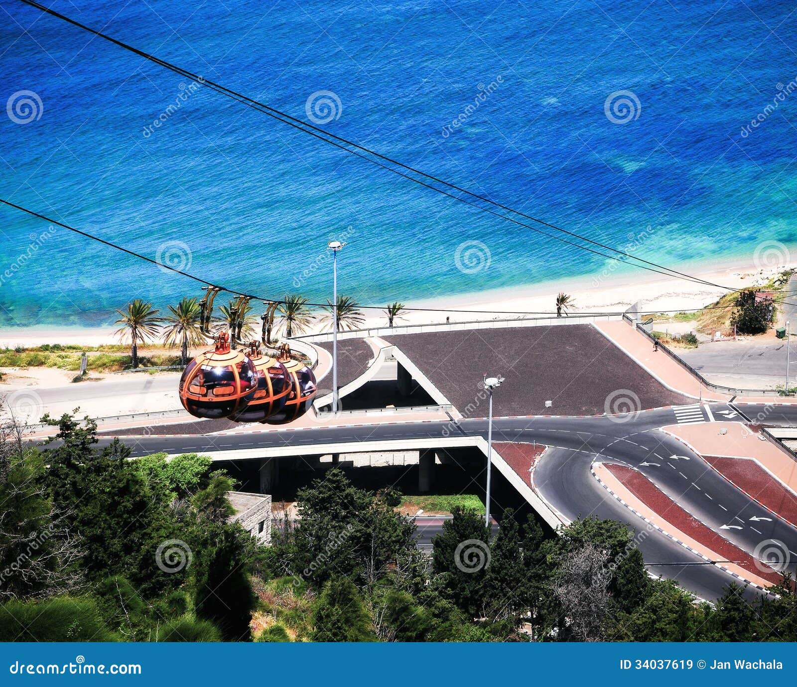 Cable car in Haifa stock image. Image of rail, tourist - 34037619