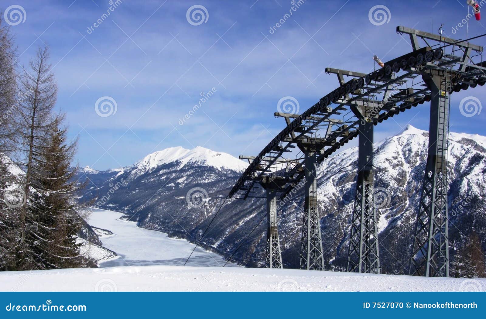 Cable Car, Lake and Mountains Stock Photo - Image of landscape ...