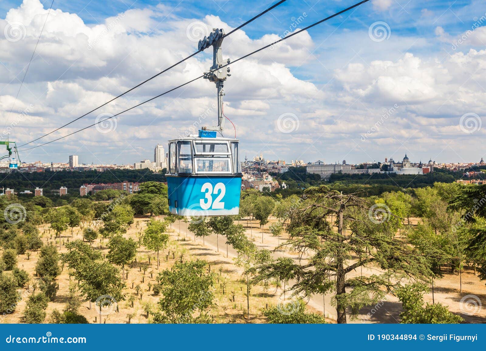 Cable Car in Madrid in Spain Stock Photo - Image of landscape, light ...