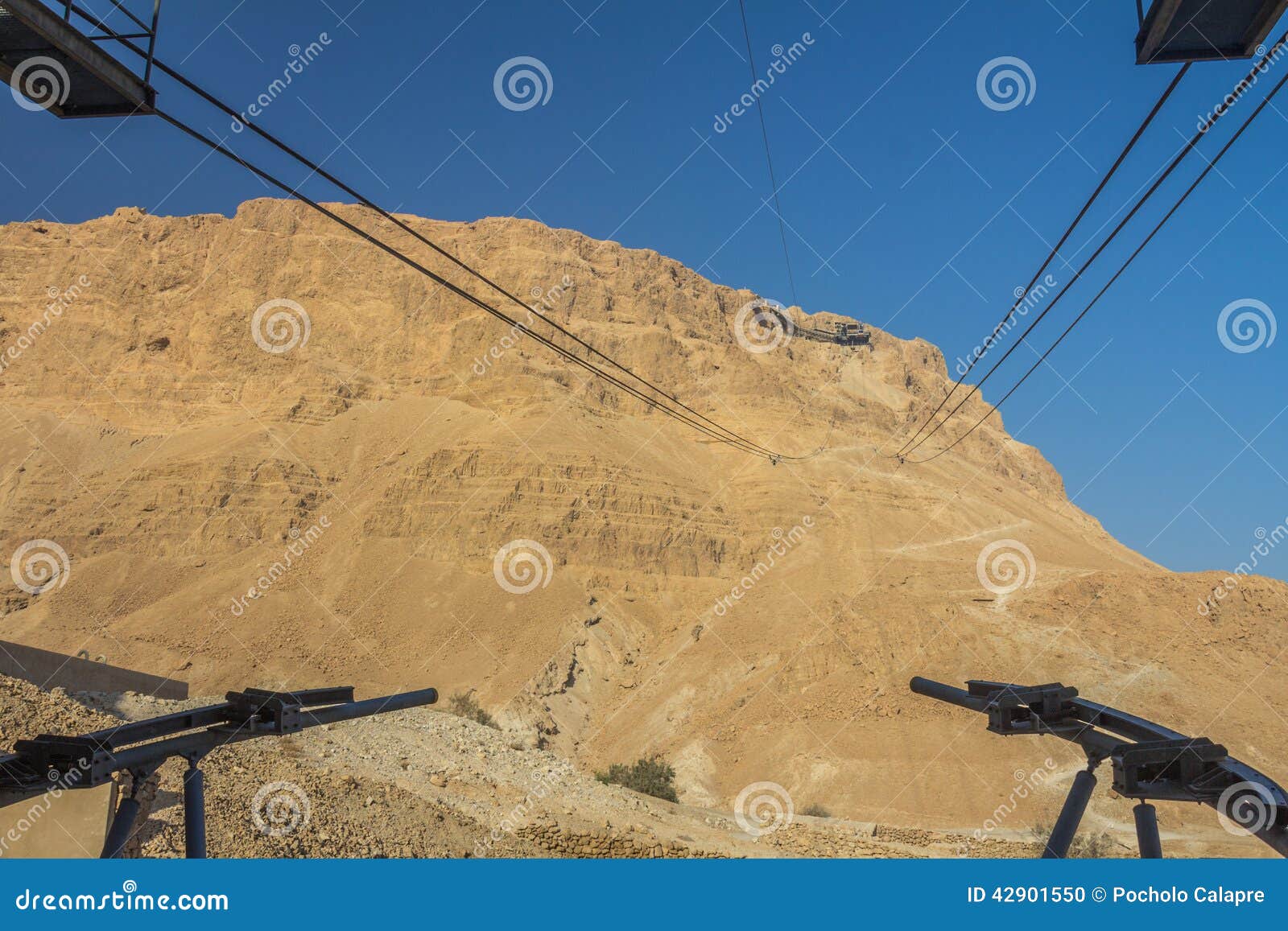 Cable Car in Masada Ruins in Israel Stock Photo - Image of blue ...