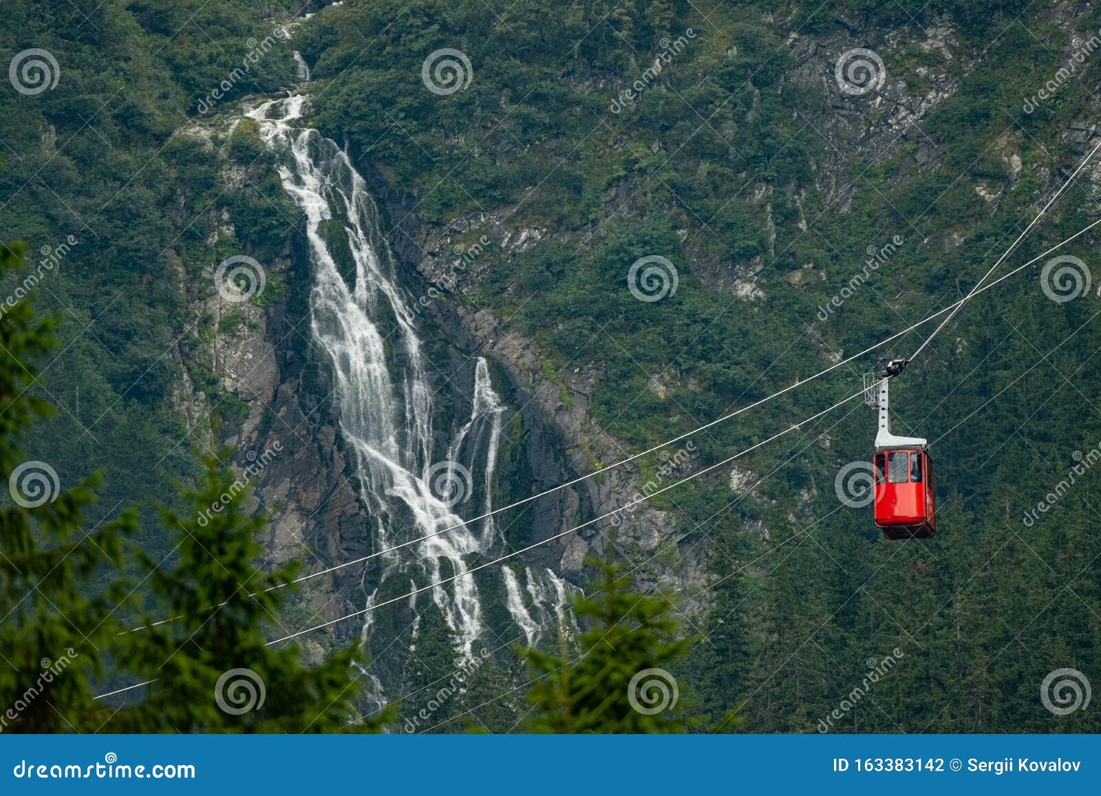 Cable car in romania stock photo. Image of landscape - 163383142