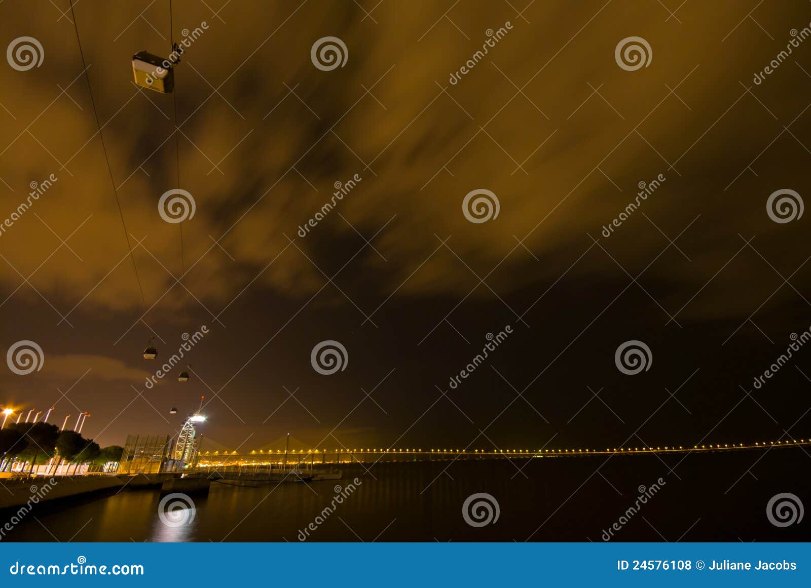 Cable car at night stock photo. Image of european, portuguese - 24576108