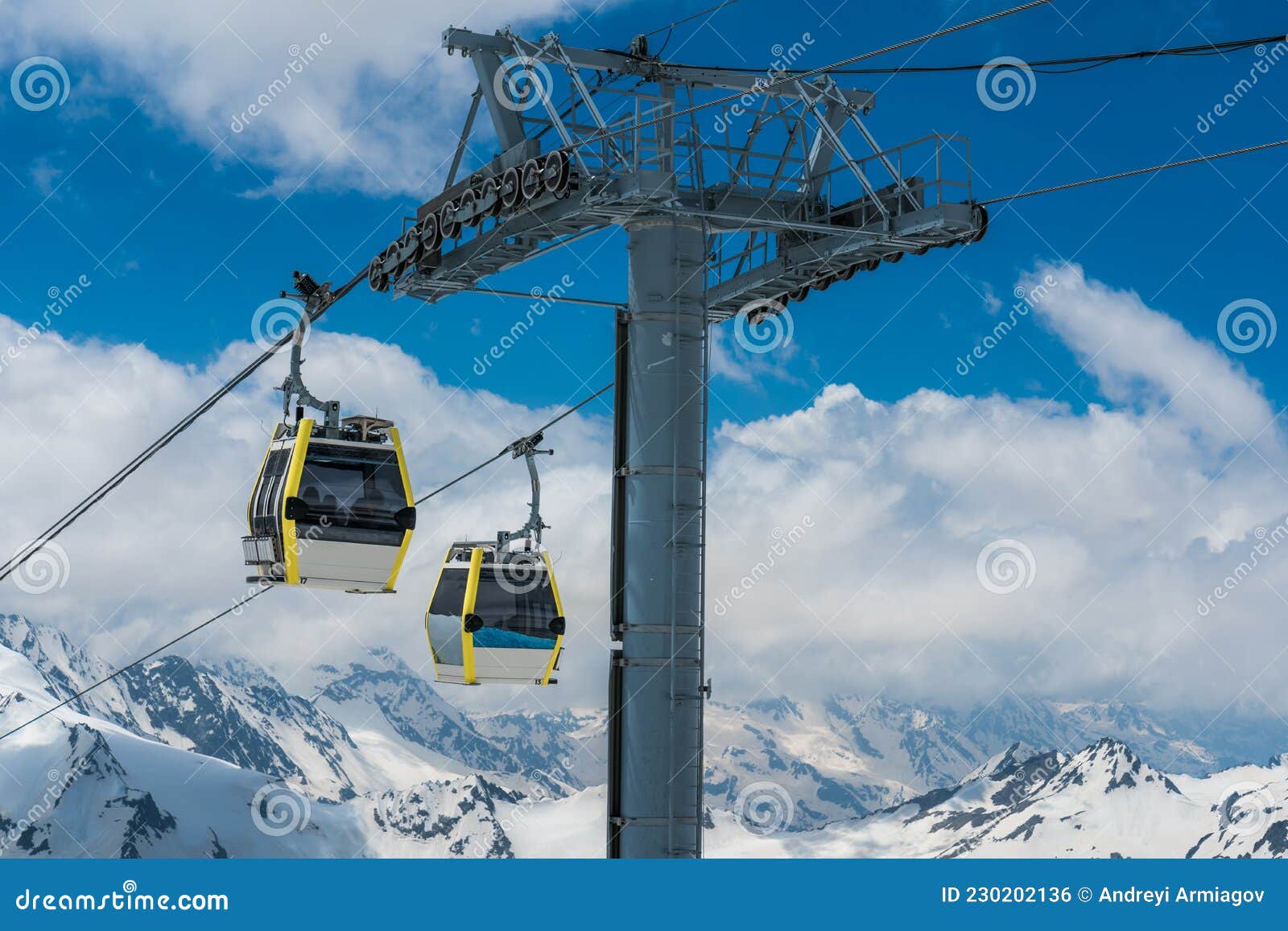Cable car over ski valley editorial photo. Image of elevator - 230202136