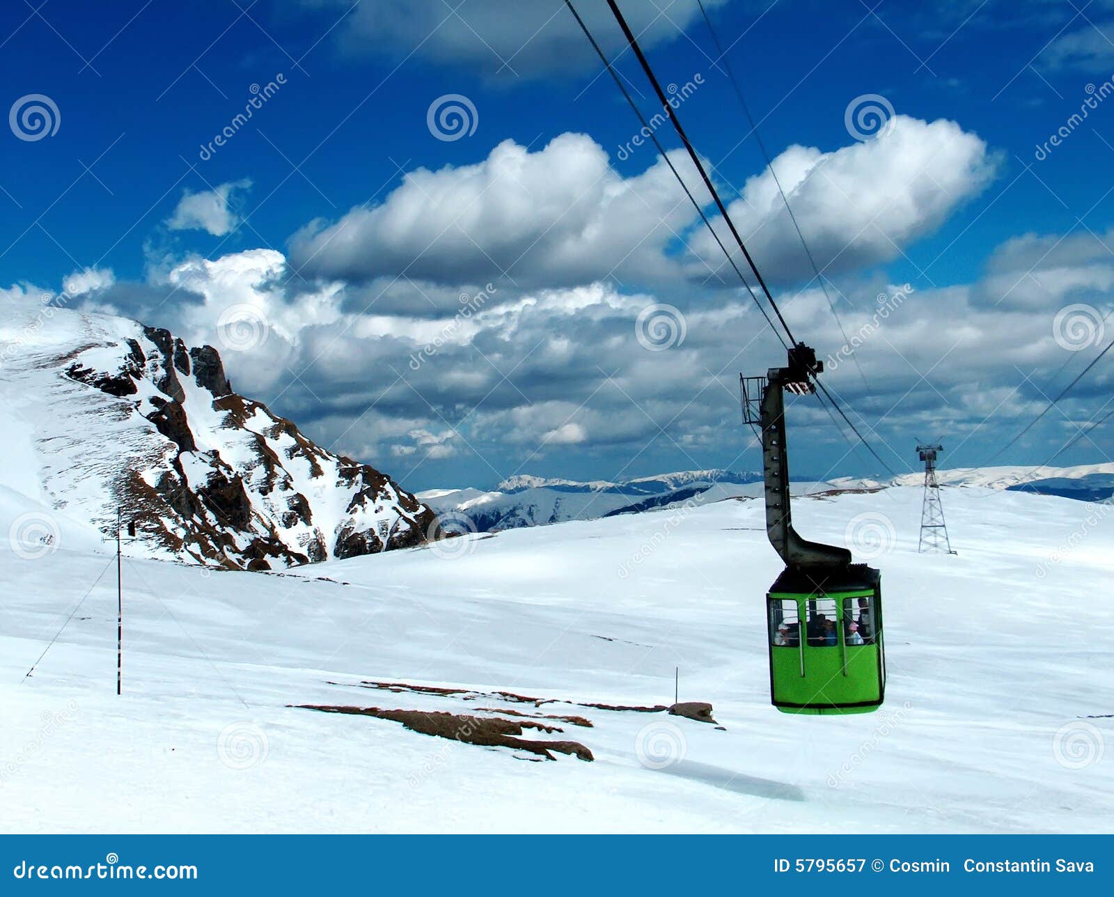 Cable car over snow stock image. Image of resort, snowy - 5795657