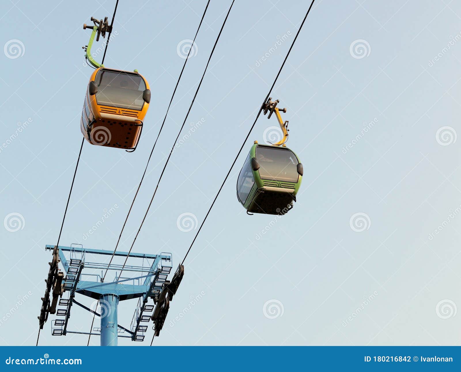 Cable Car on the Amusement Park Stock Photo - Image of overhead, shaft ...