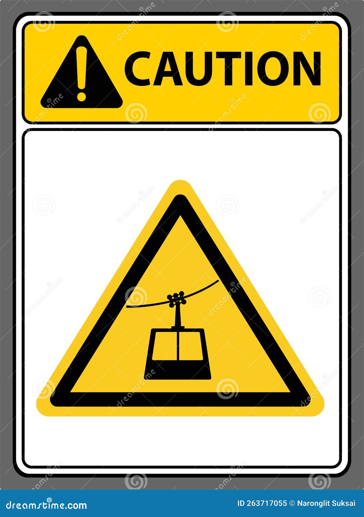 Cable Car, Cable Car Passing Area.,Sign Caution Stock Vector ...