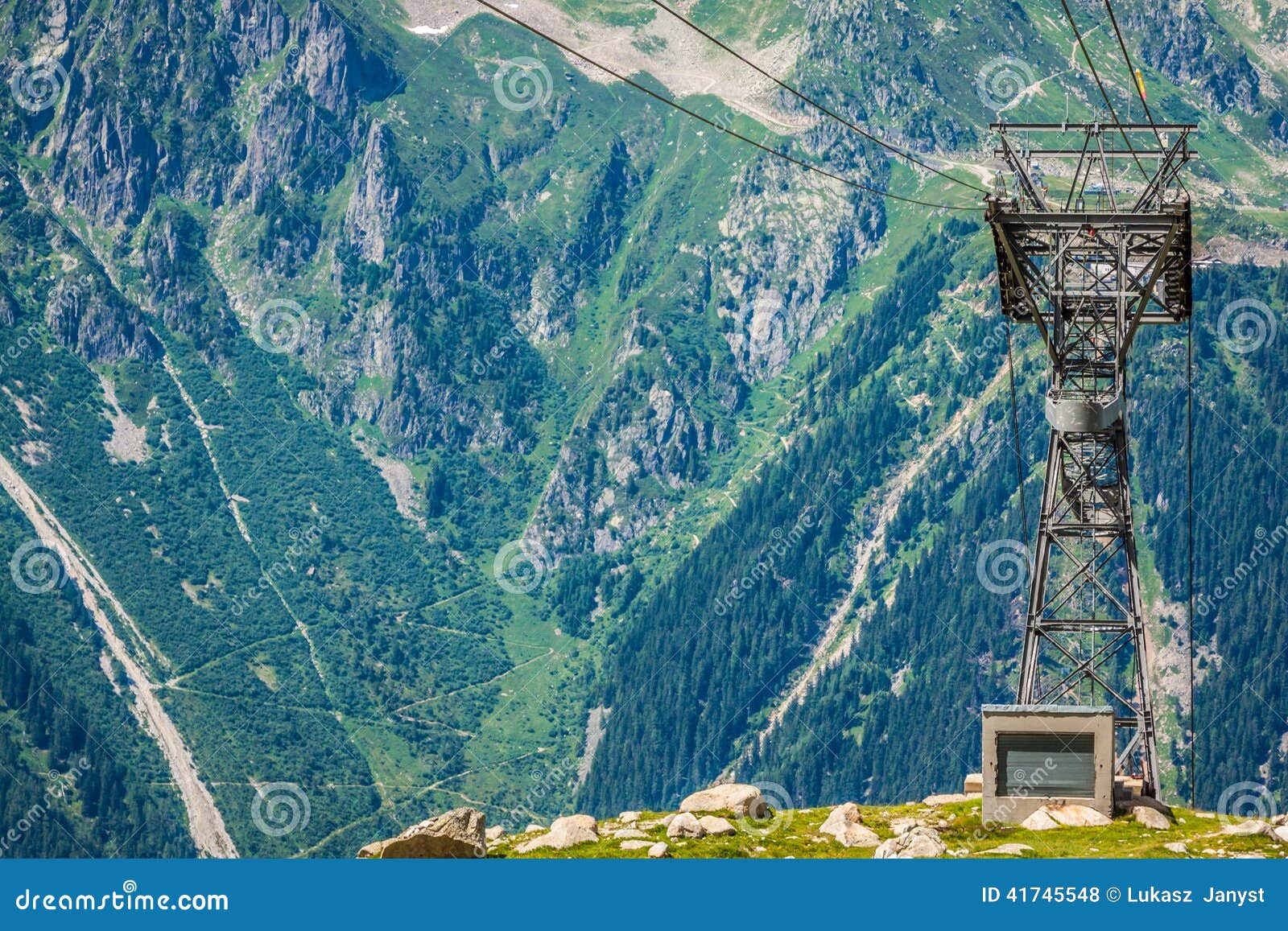 Cable Car Pylon on the Chamonix Mont Blanc Stock Photo - Image of pylon ...