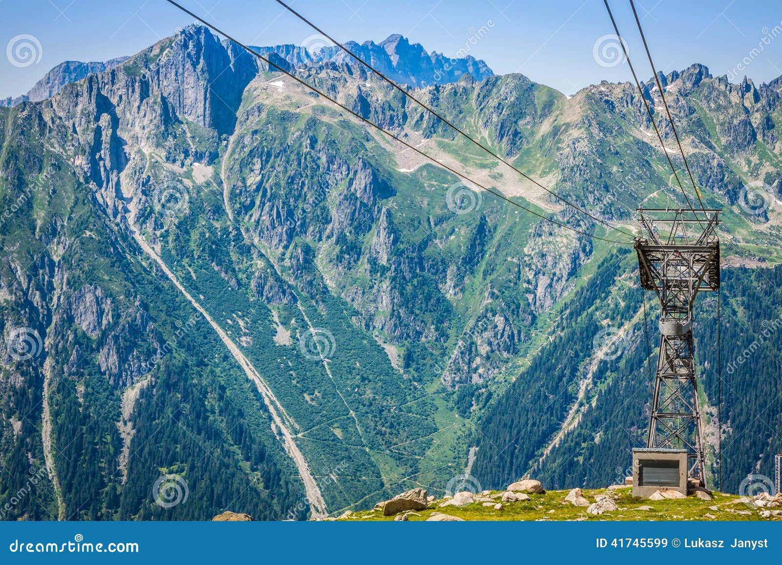 Cable Car Pylon on the Chamonix Mont Blanc Stock Image - Image of side ...