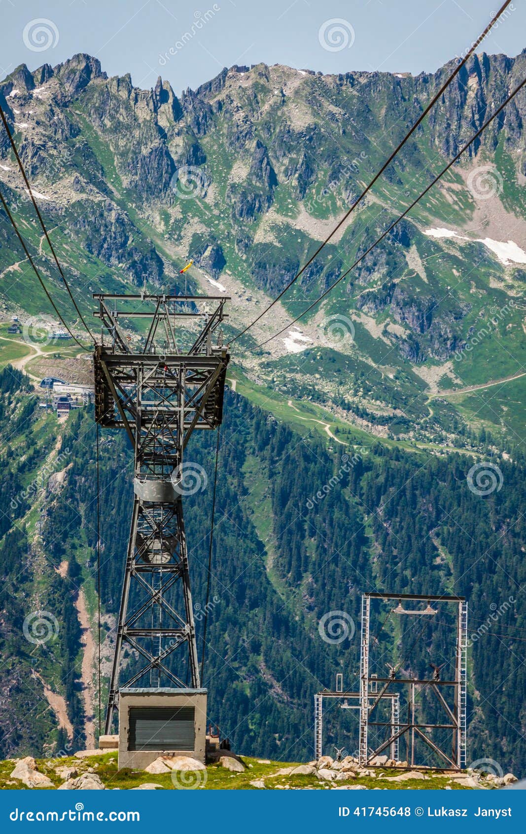 Cable Car Pylon on the Chamonix Mont Blanc Stock Photo - Image of ...