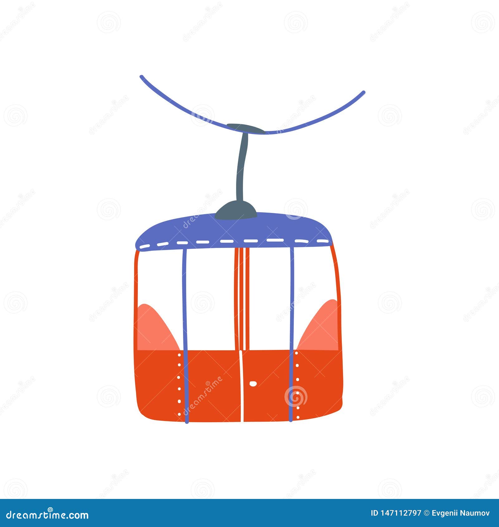 Cable Car, Red Ropeway Cabin Cartoon Vector Illustration Stock Vector ...