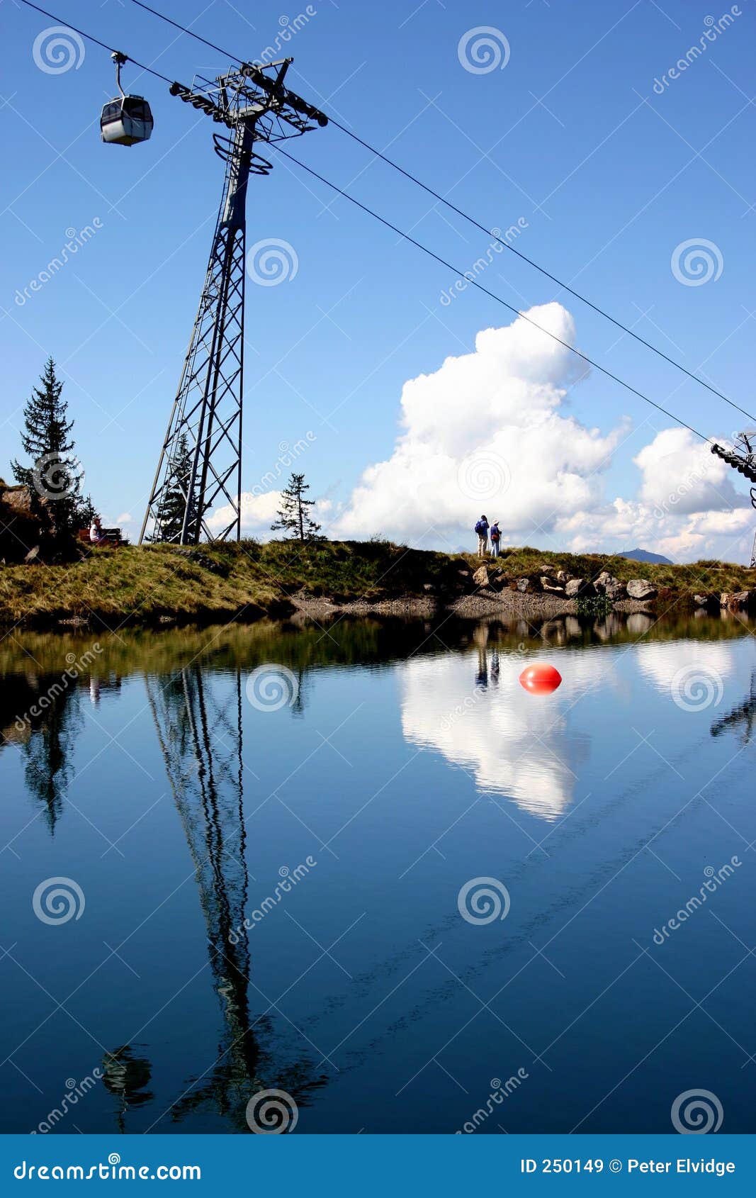 Cable Car Reflected in Mountaintop Lake Stock Image - Image of ...