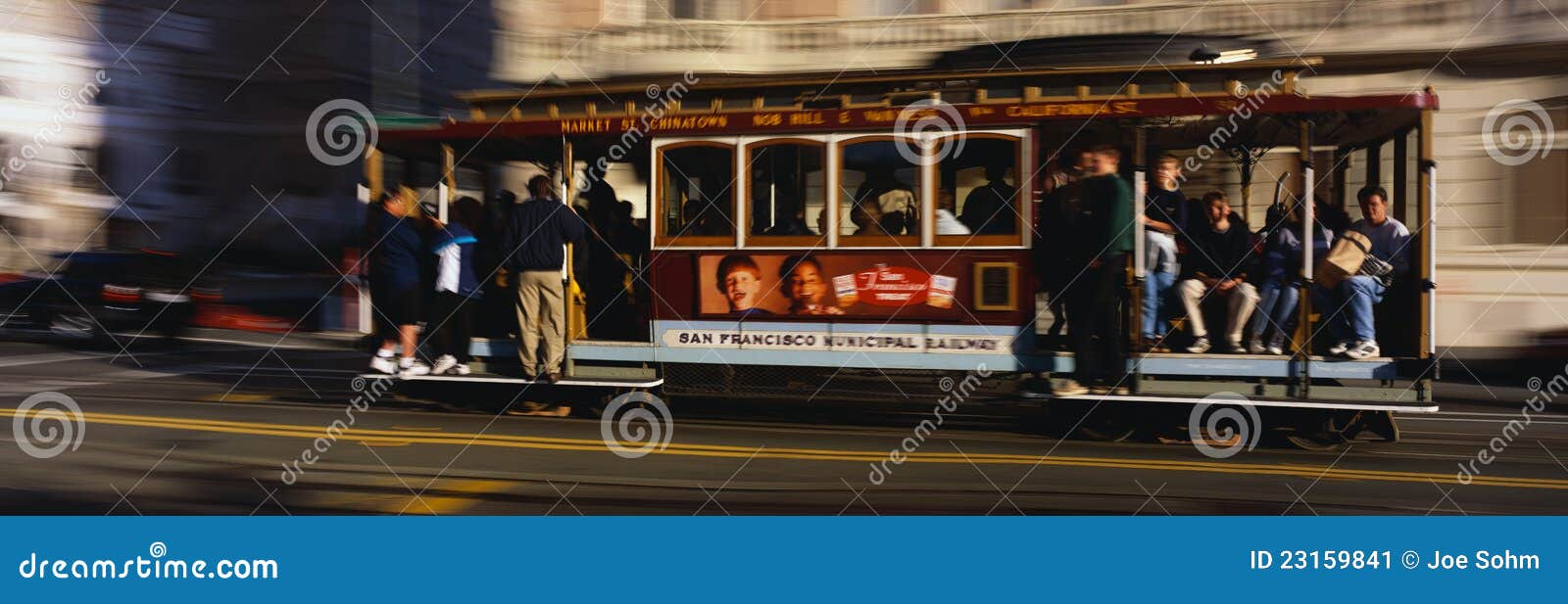 Cable Car Riding from Nob Hill. Editorial Photo - Image of city ...
