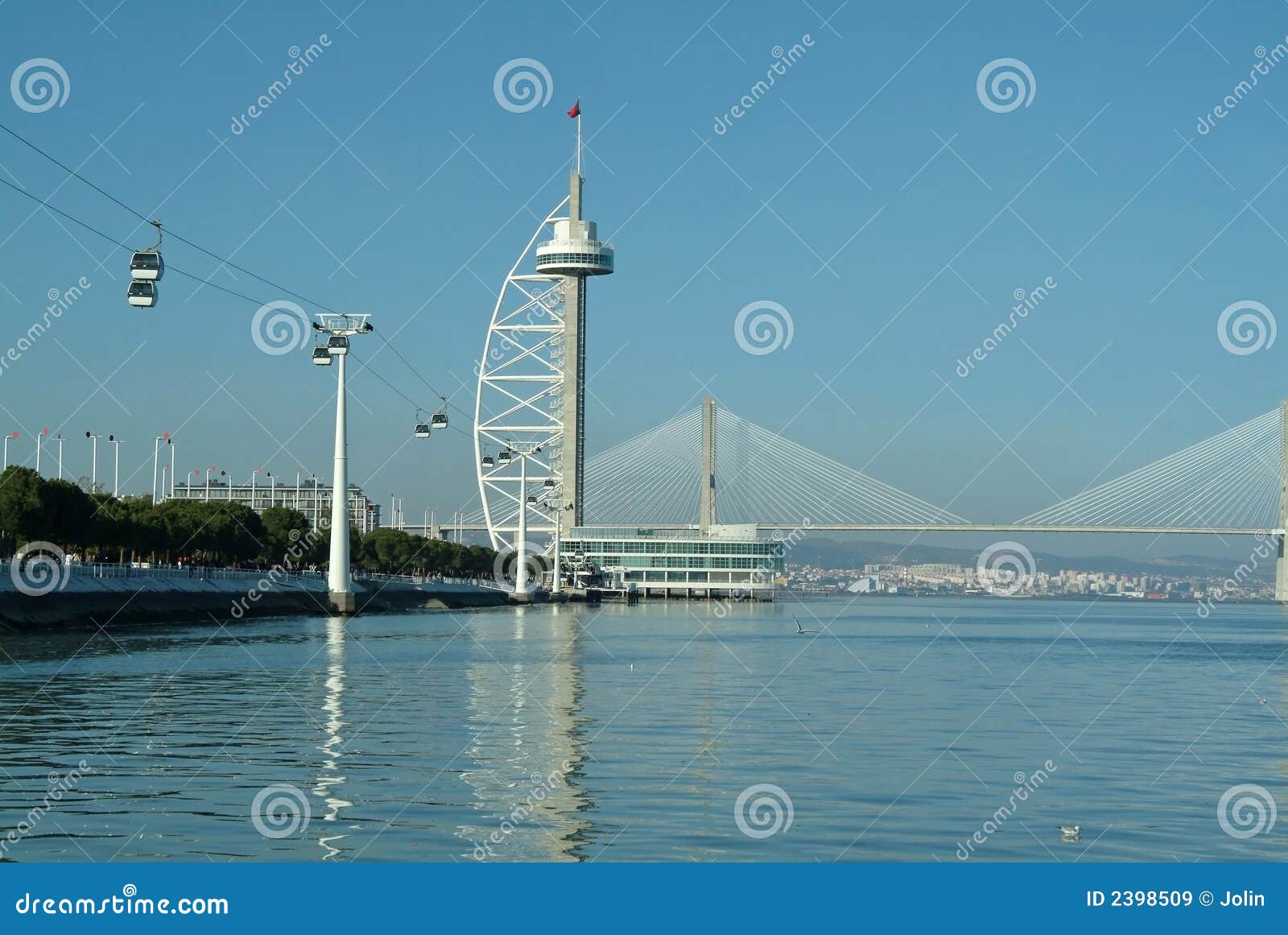 Cable car on the river stock image. Image of modern, europe - 2398509