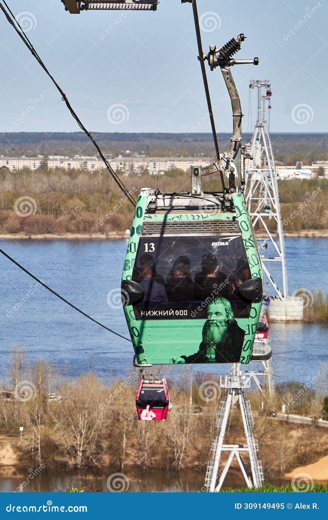 Cable car on the river editorial image. Image of mast - 309149495