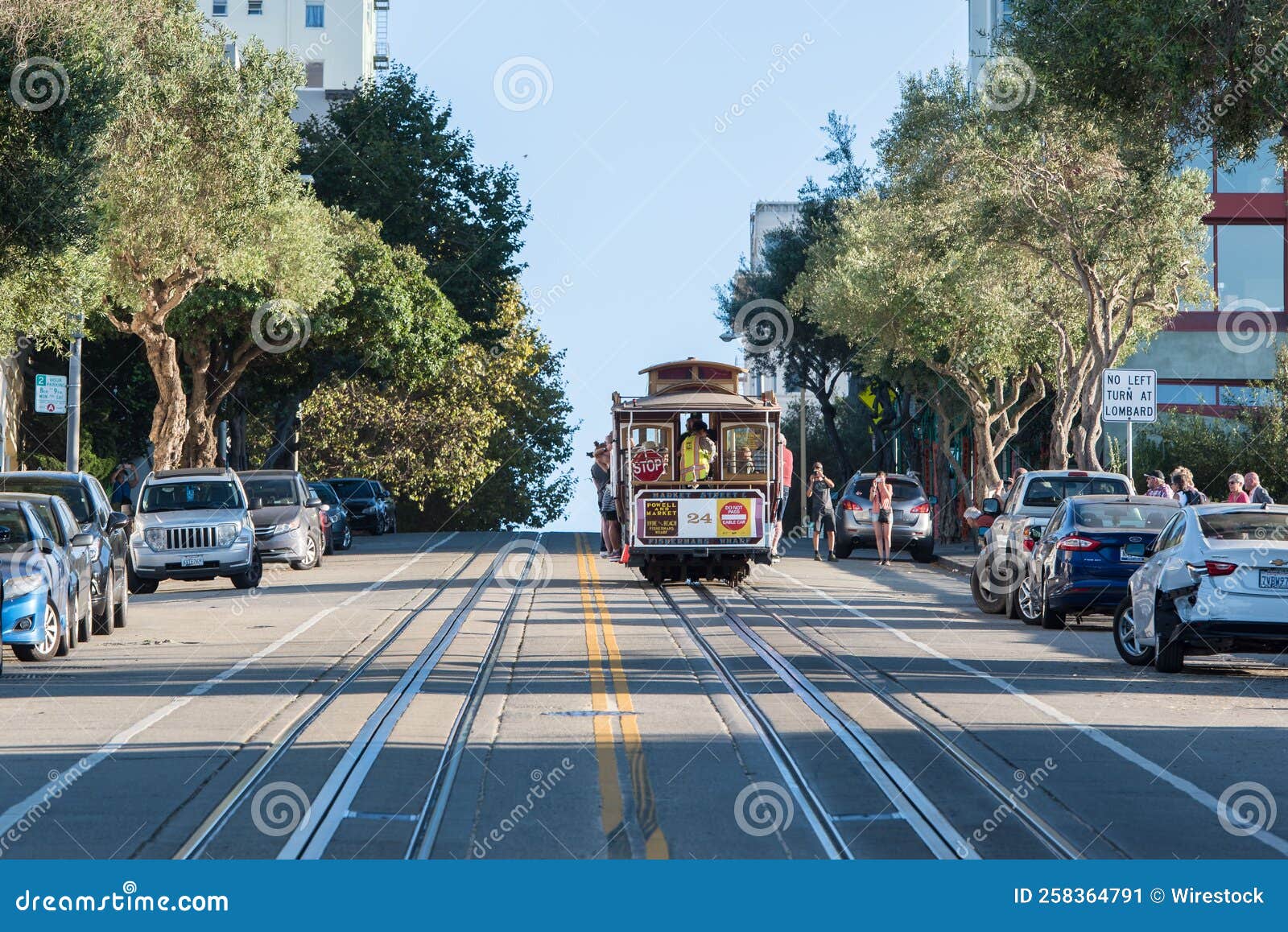 Cable Car in San Franscisco on the Railroad on a Sunny Day Editorial ...