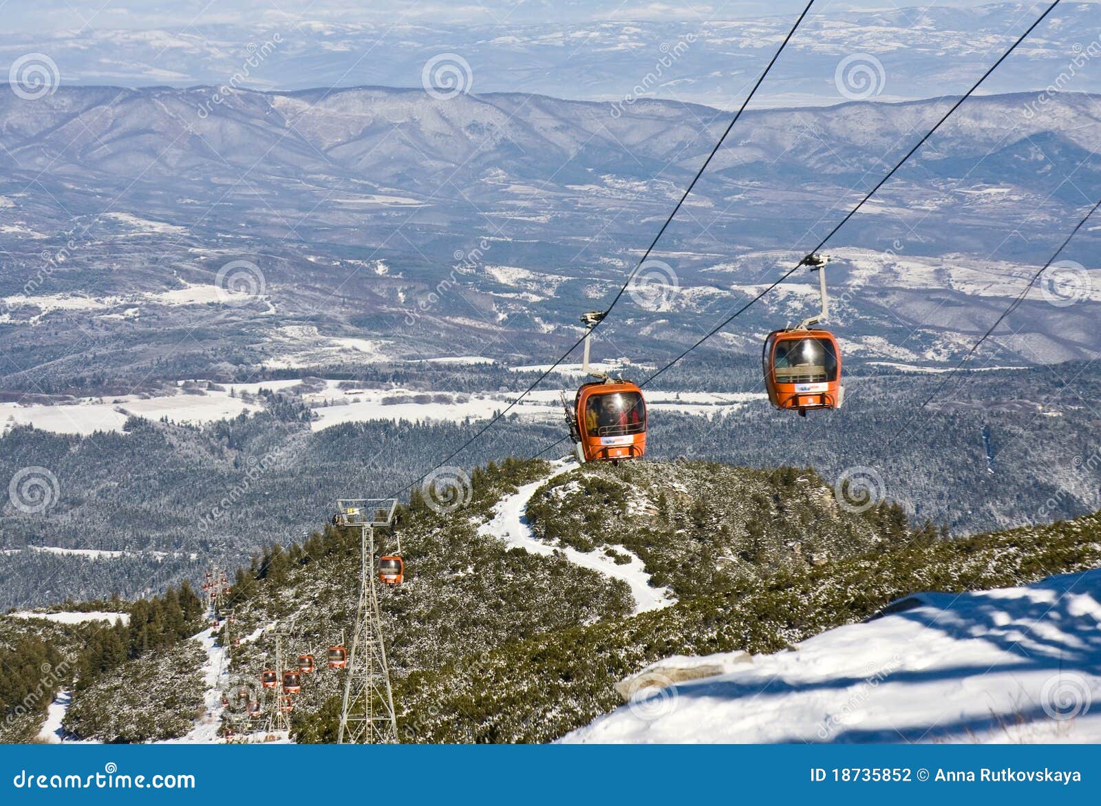 Cable Car Ski Lift Over Mountain Landscape Stock Photo - Image of ...