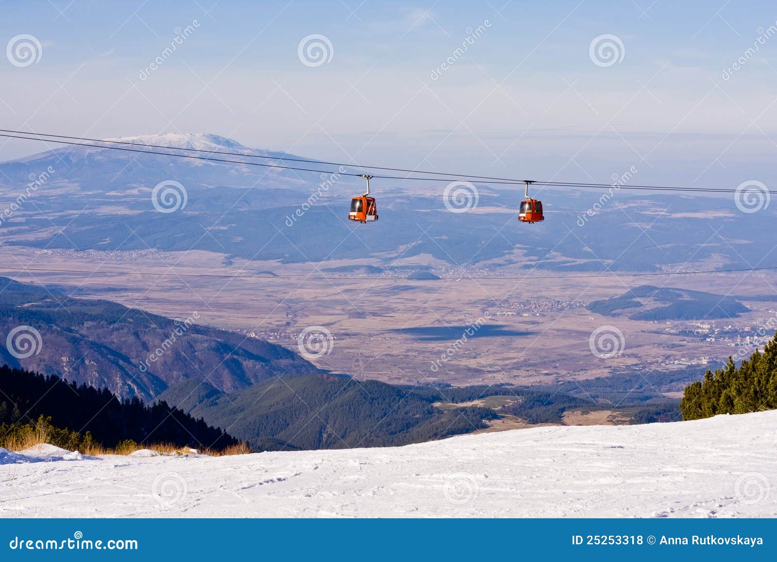 Cable Car Ski Lift Over Mountain Landscape Stock Photo - Image of ...