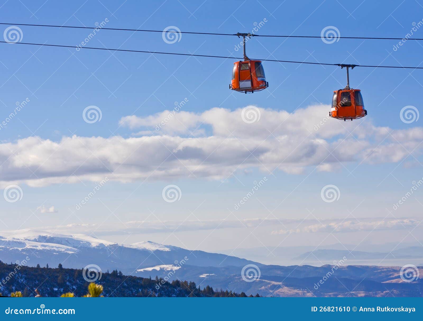 Cable Car Ski Lift Over Mountain Landscape Stock Photo - Image of hill ...