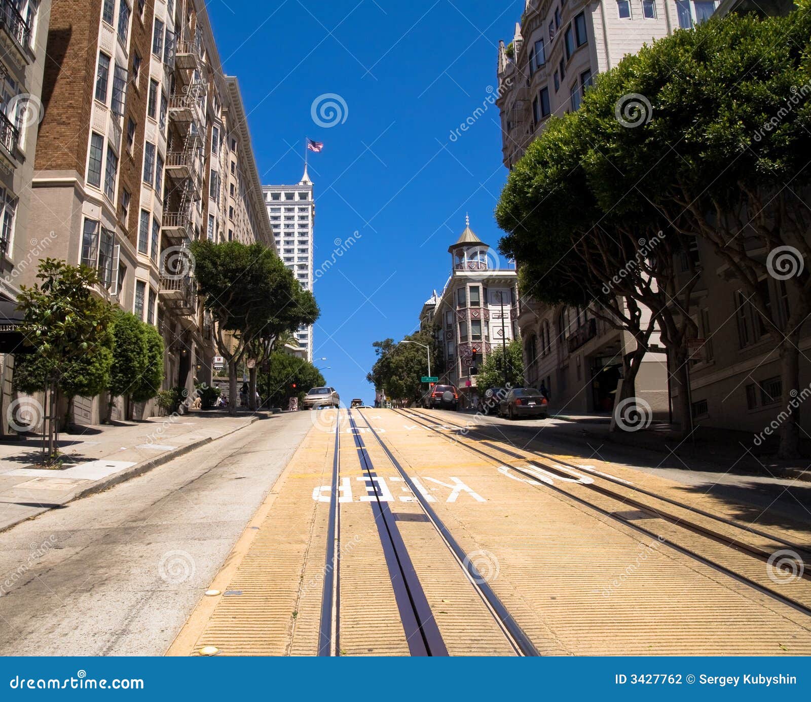 Cable car street stock photo. Image of banner, states - 3427762