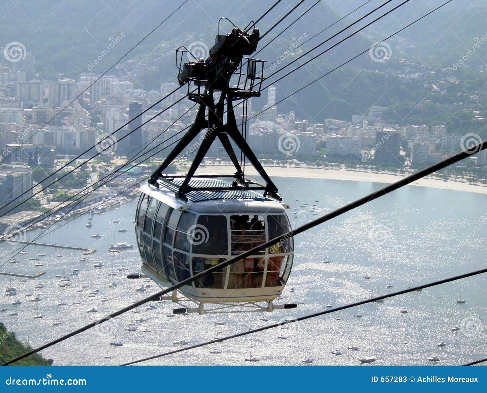 Cable car to sugar loaf stock image. Image of loaf, distant - 657283