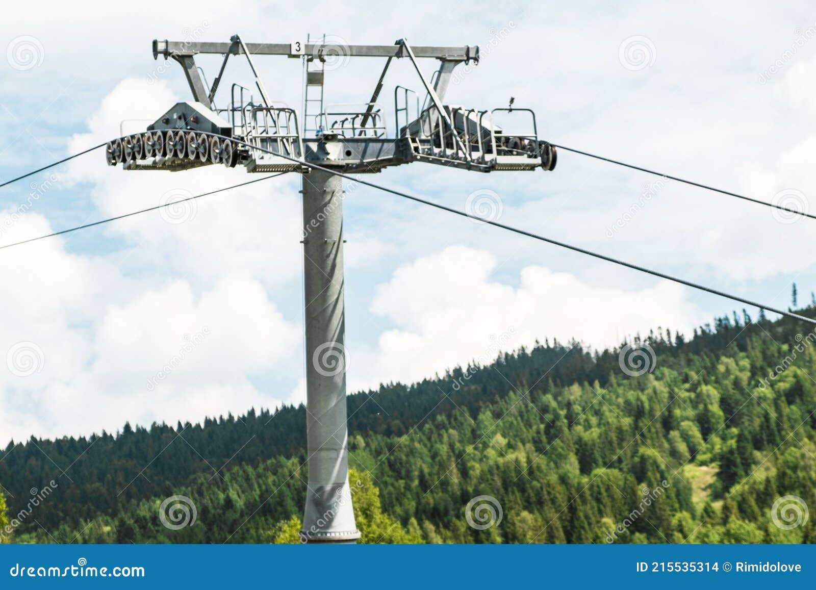 Cable Car Tower Against Blue Sky and Clouds Stock Photo - Image of ...