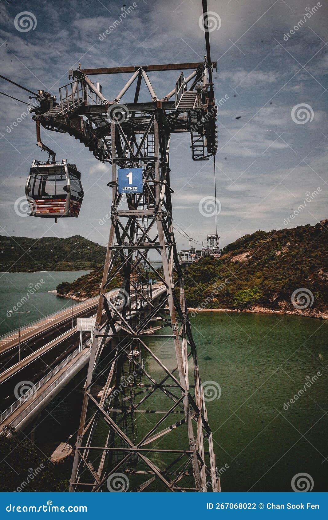 Cable Car Tower in Hong Kong Stock Photo - Image of electricity ...