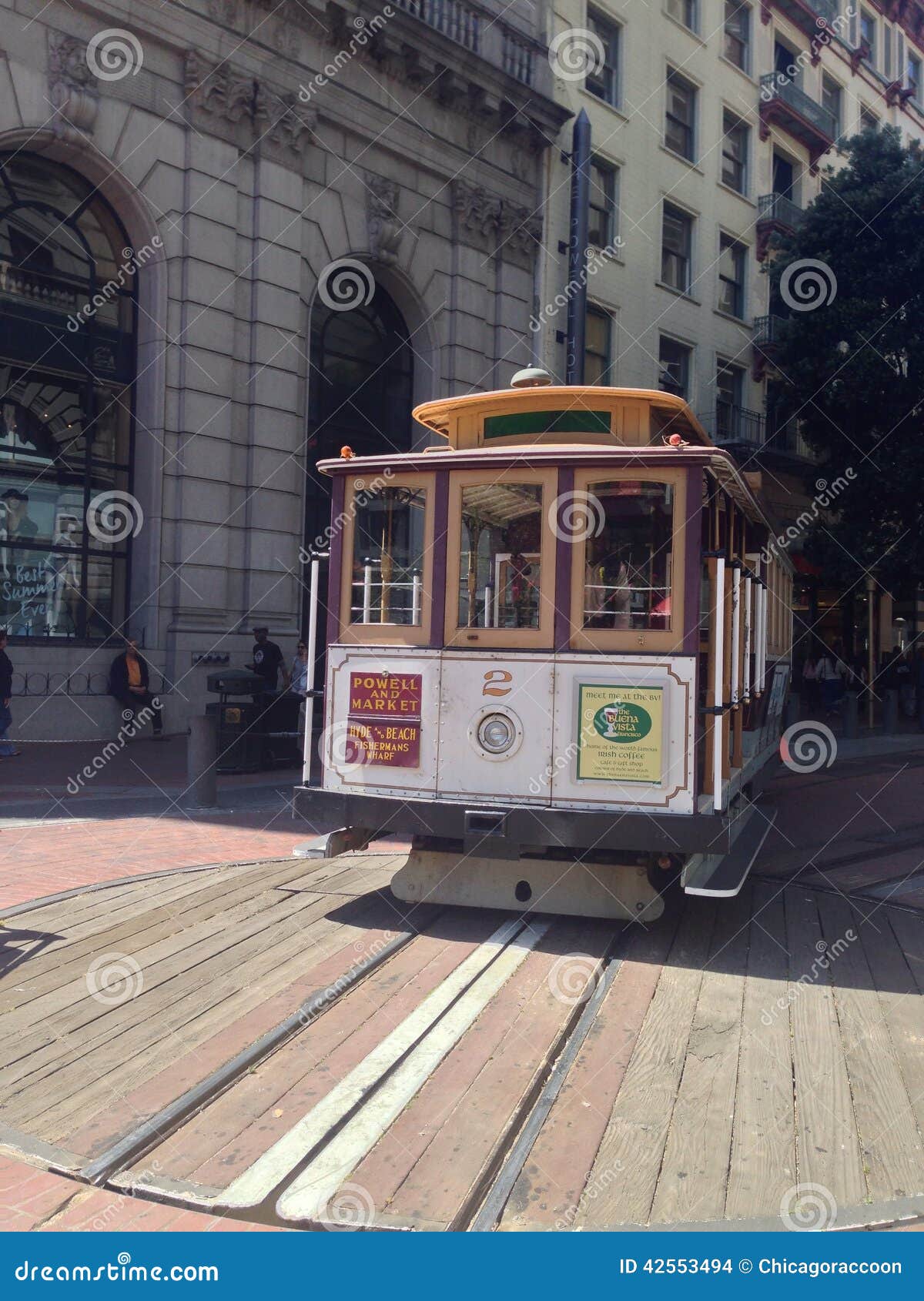 Cable car turning editorial stock image. Image of powell - 42553494