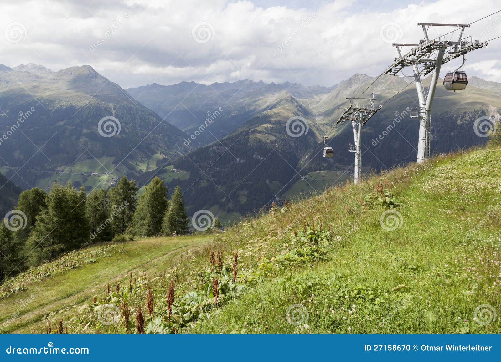 Cable Car with View of Alps in Background. Stock Photo - Image of ...
