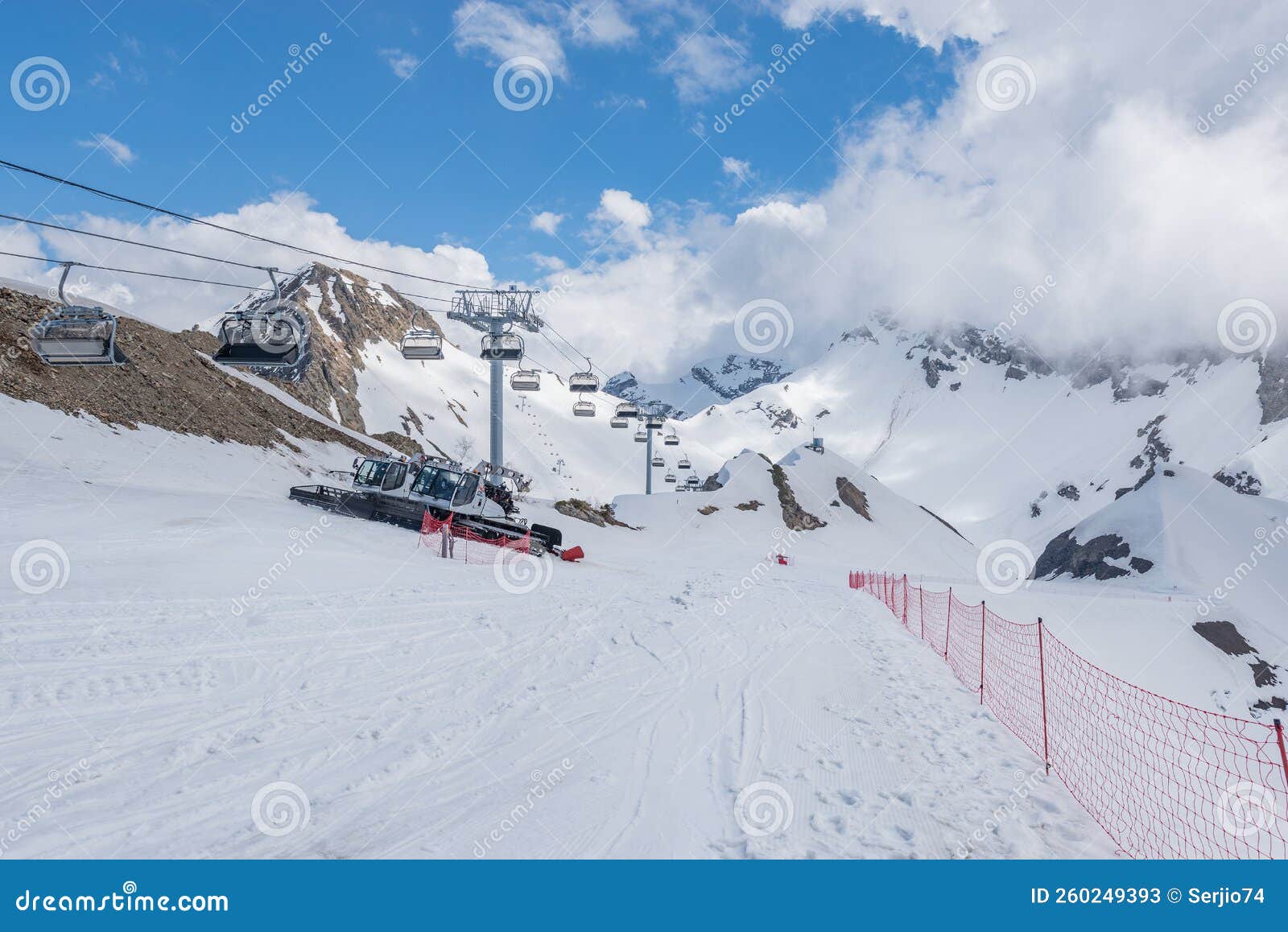 Cable Car Way of the Mountain Ski Resort. Stock Image - Image of resort ...