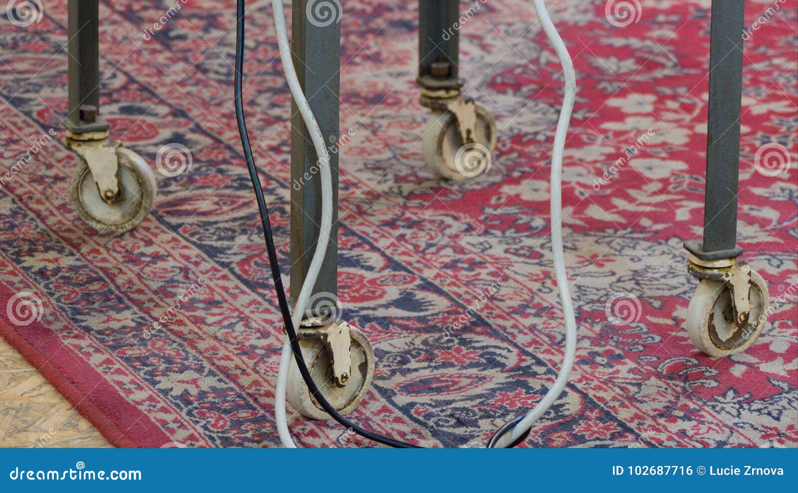 Cable on a Carpet Under a Wheel Table Stock Photo - Image of floor ...