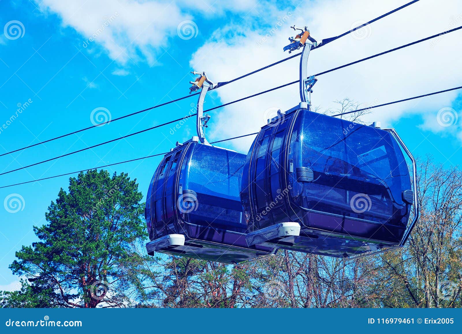 Cable Cars Moving at Ropeway Toned Stock Image - Image of outdoor ...