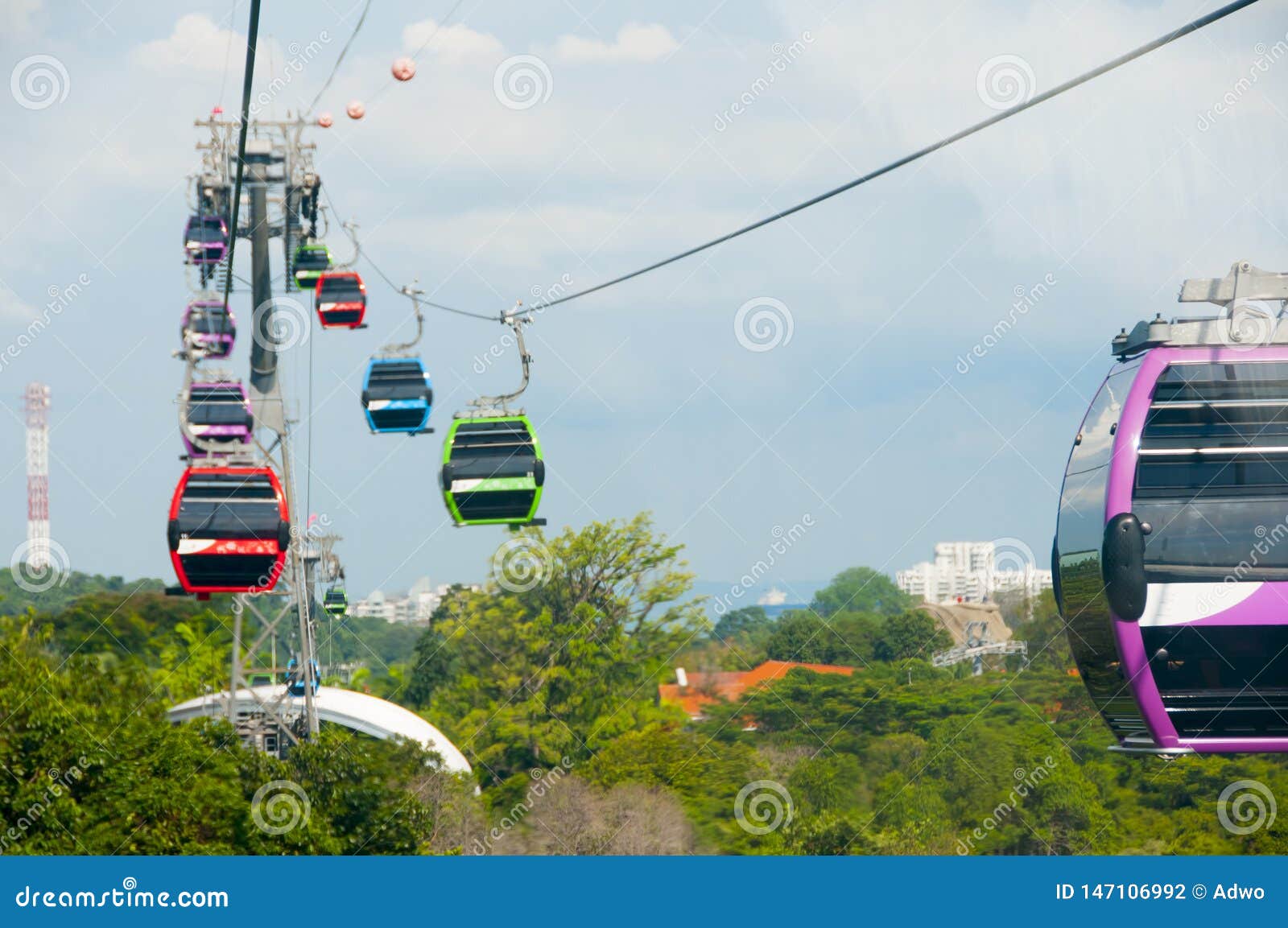 Cable Cars in Sentosa stock photo. Image of landmark - 147106992