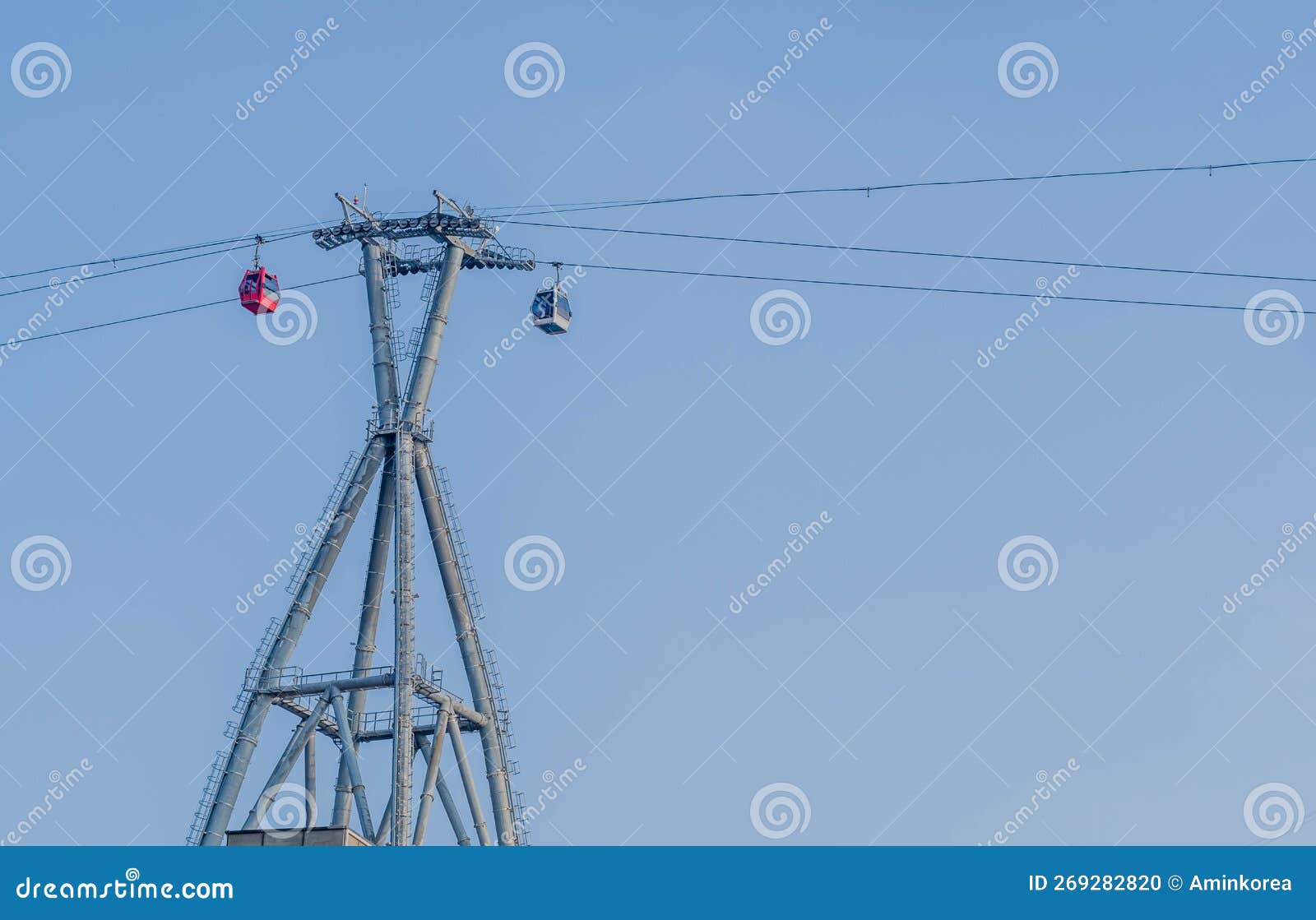 Cable Cars and Support Pylon Stock Photo - Image of wire, steelwork ...