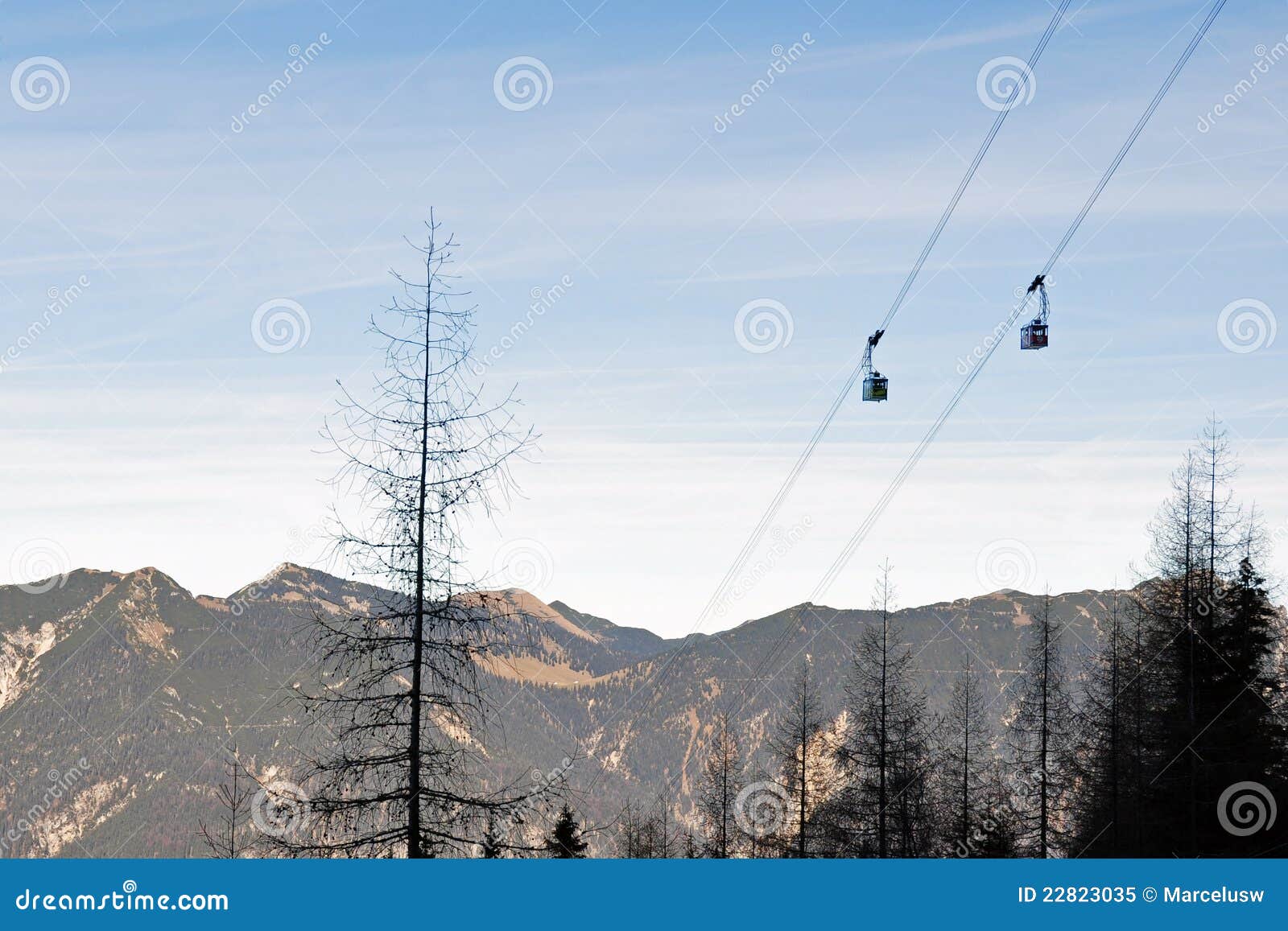 Cable Cars of the Zugspitze in the Bavarian Alps Stock Image - Image of ...