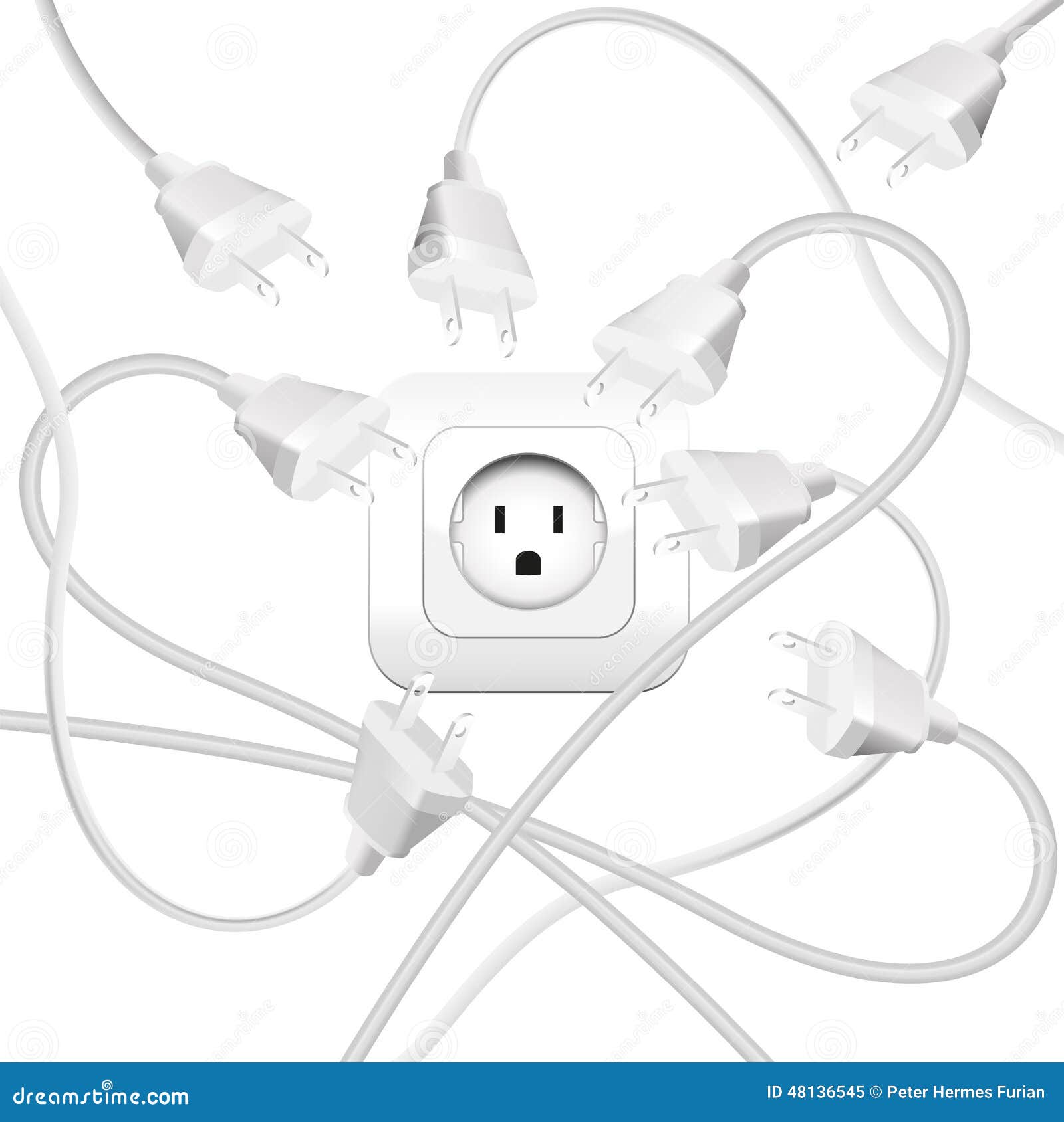 Cable Clutter Plugs Socket Colors Vector Illustration | CartoonDealer ...
