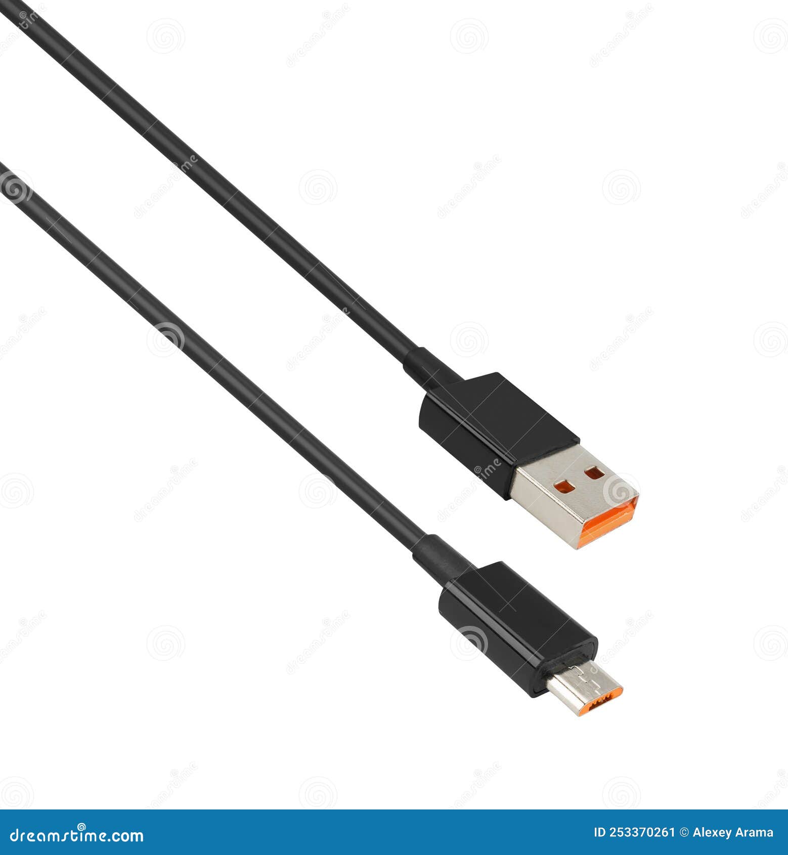 Cable Con Conector Usb Y Micro Usb En Fondo Blanco Stock de ilustración ...