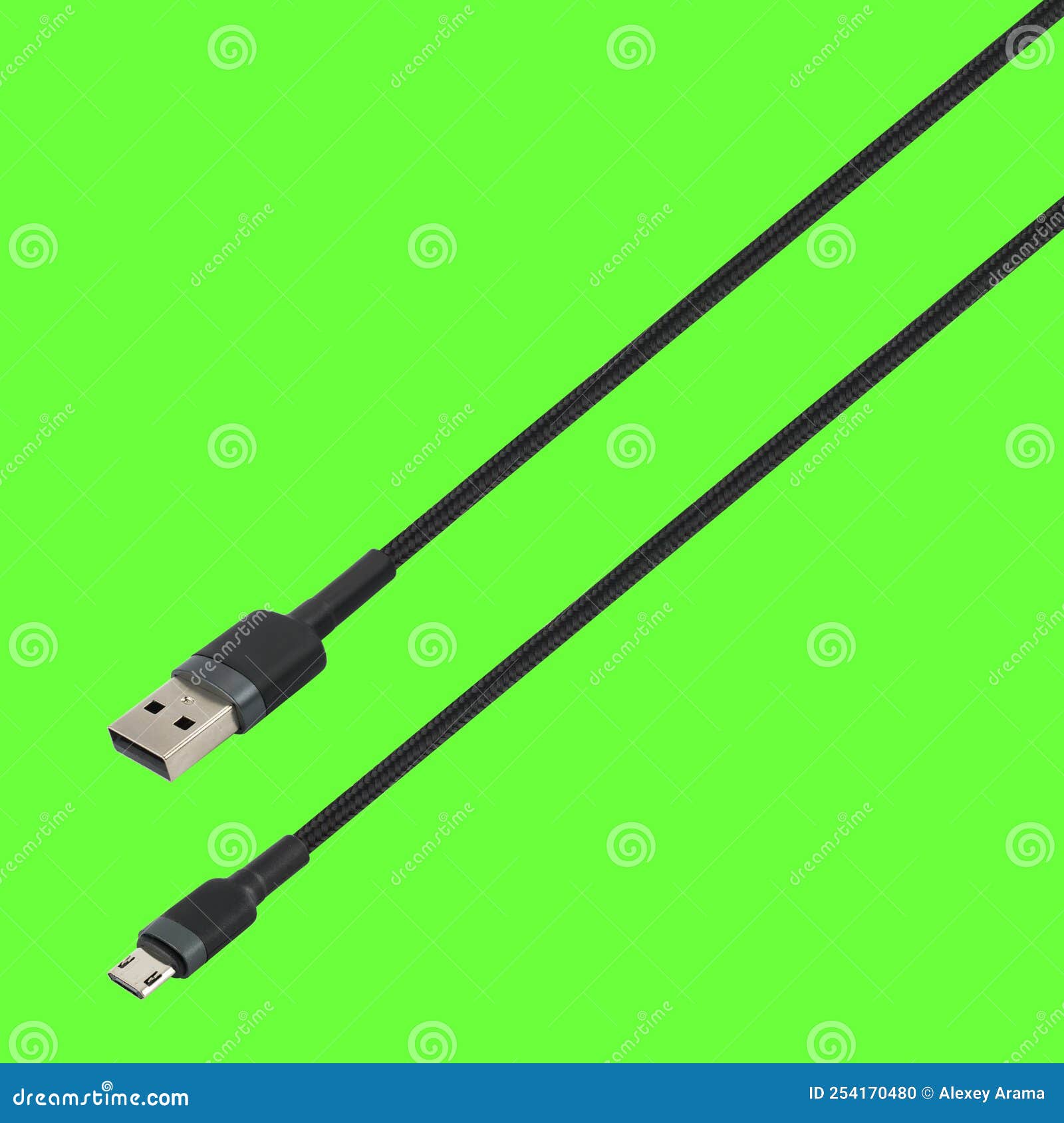 Cable Con Conector Usb Y Micro Usb En Fondo Verde Foto de archivo ...