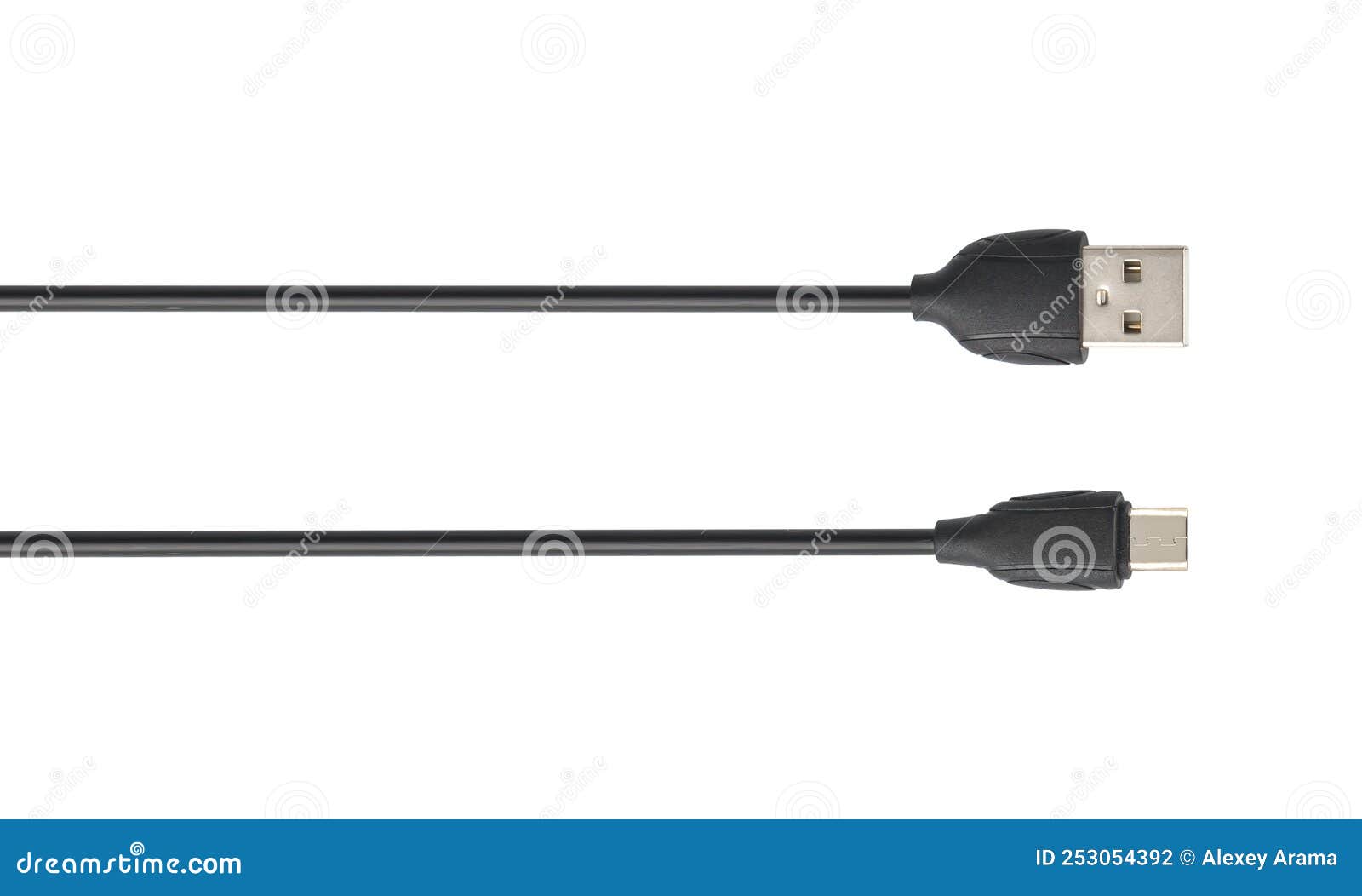 Cable Con Conector Usb Y Microusb Aislados En Fondo Blanco Stock de ...