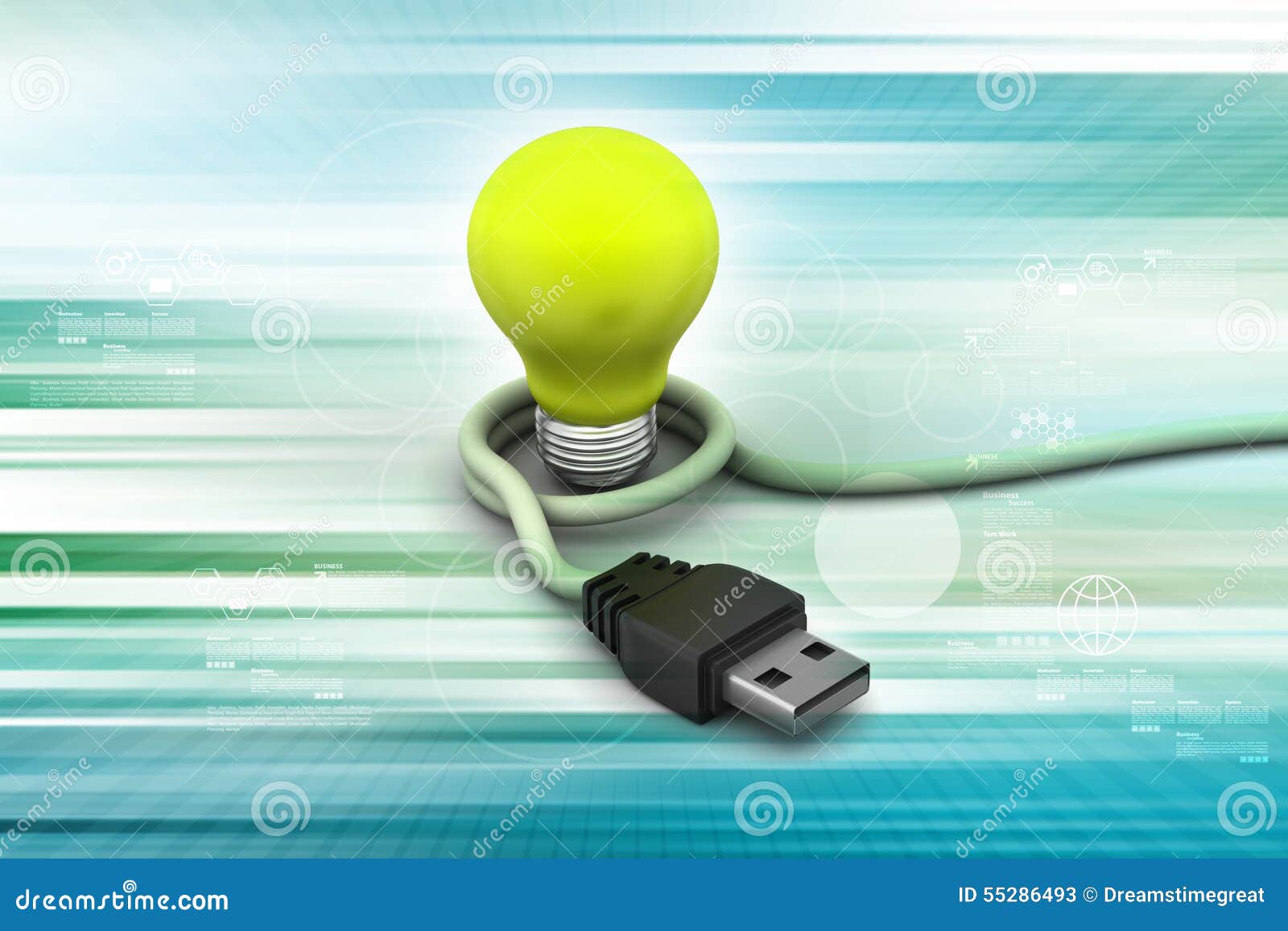 Cable Connected with Light Bulb Stock Illustration - Illustration of ...