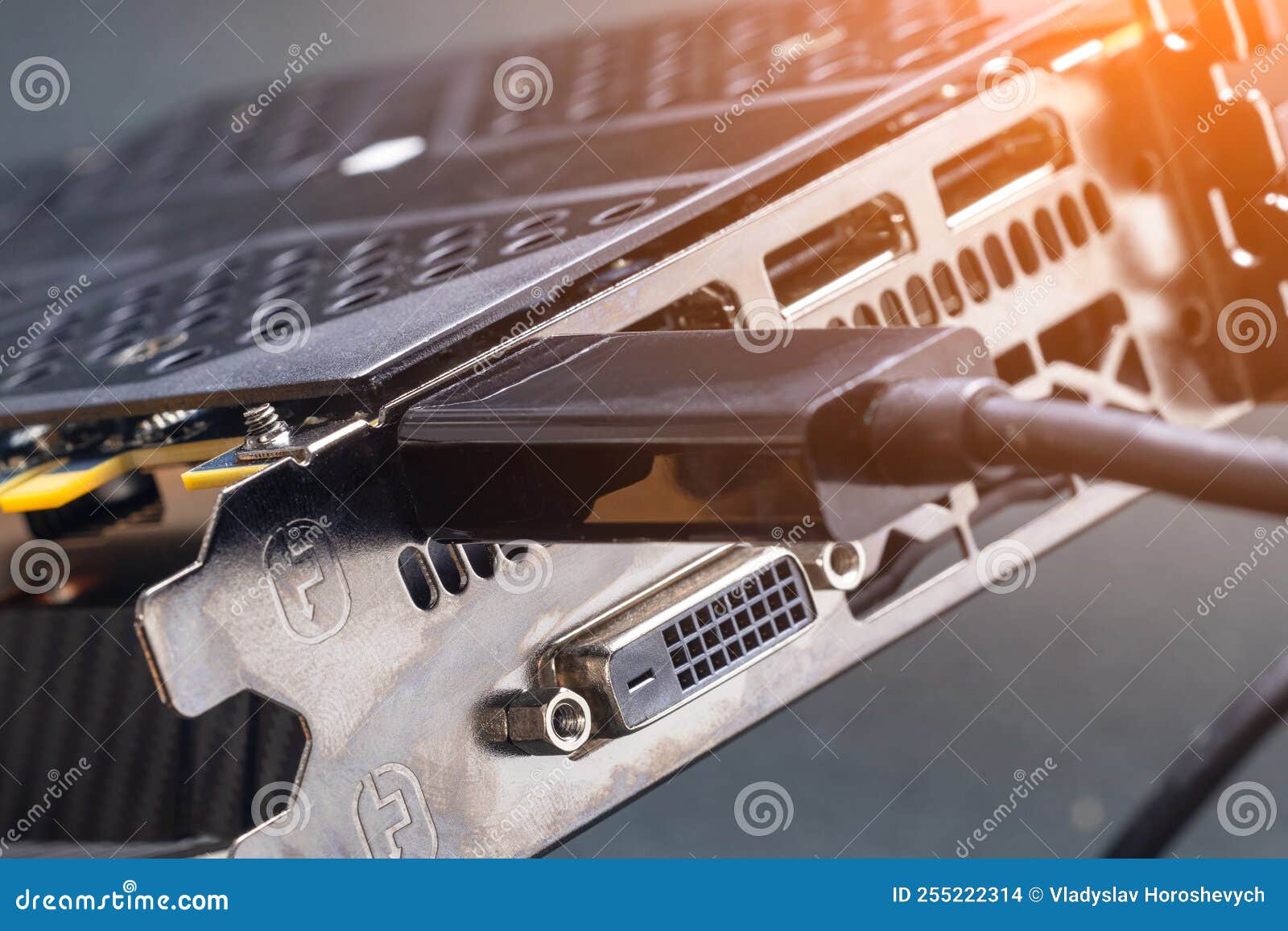 Cable for Connecting a Video Card To a Computer Close-up Stock Photo ...