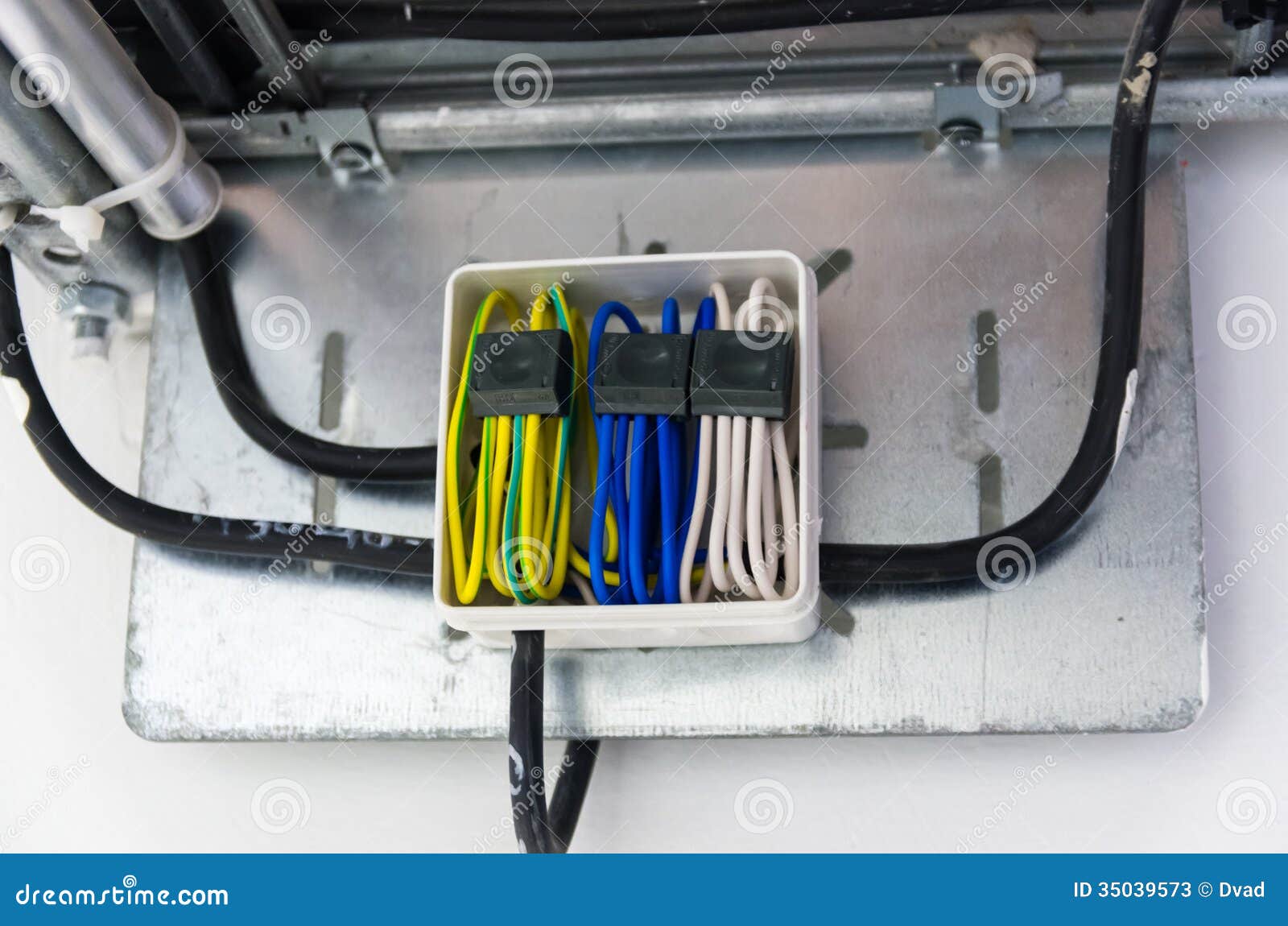 Cable connection in box stock image. Image of blue, factory - 35039573