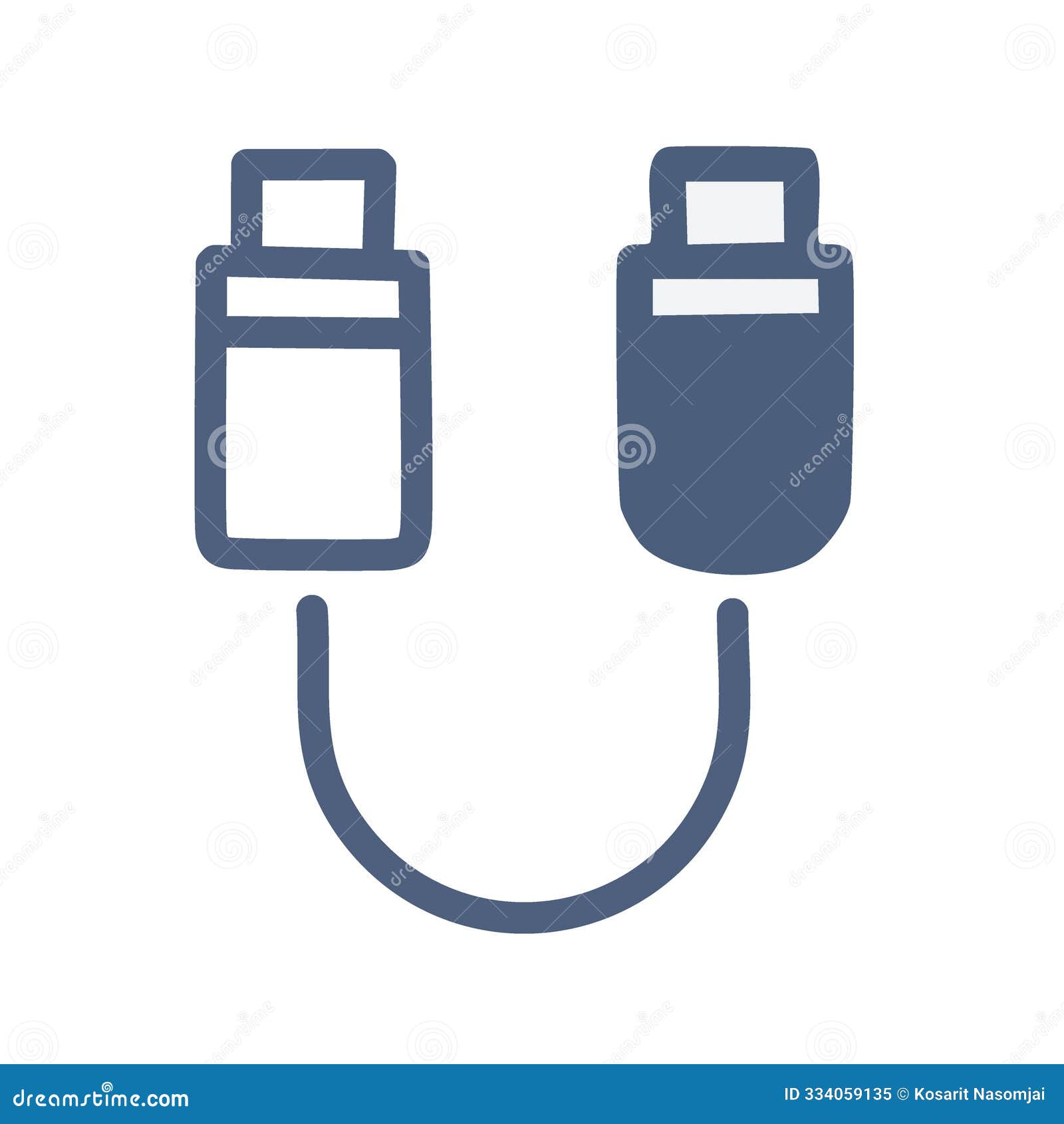Cable Connection. Illustration of Two Connectors Linked by a Cable ...
