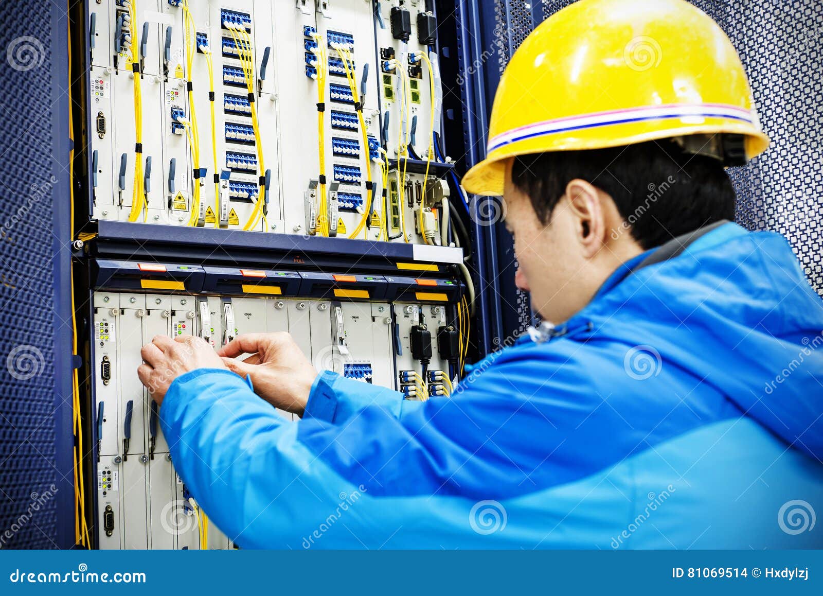 Cable Connection in Telecommunication Room Stock Photo - Image of ...