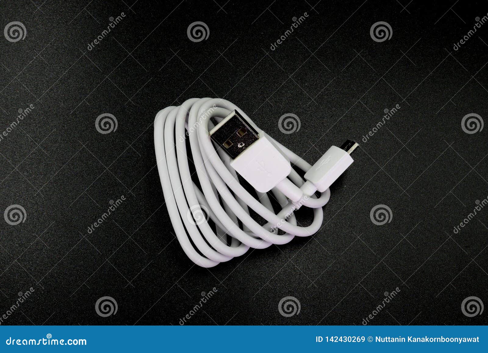 Cable Connector Micro-USB To USB on Black Background Stock Image ...