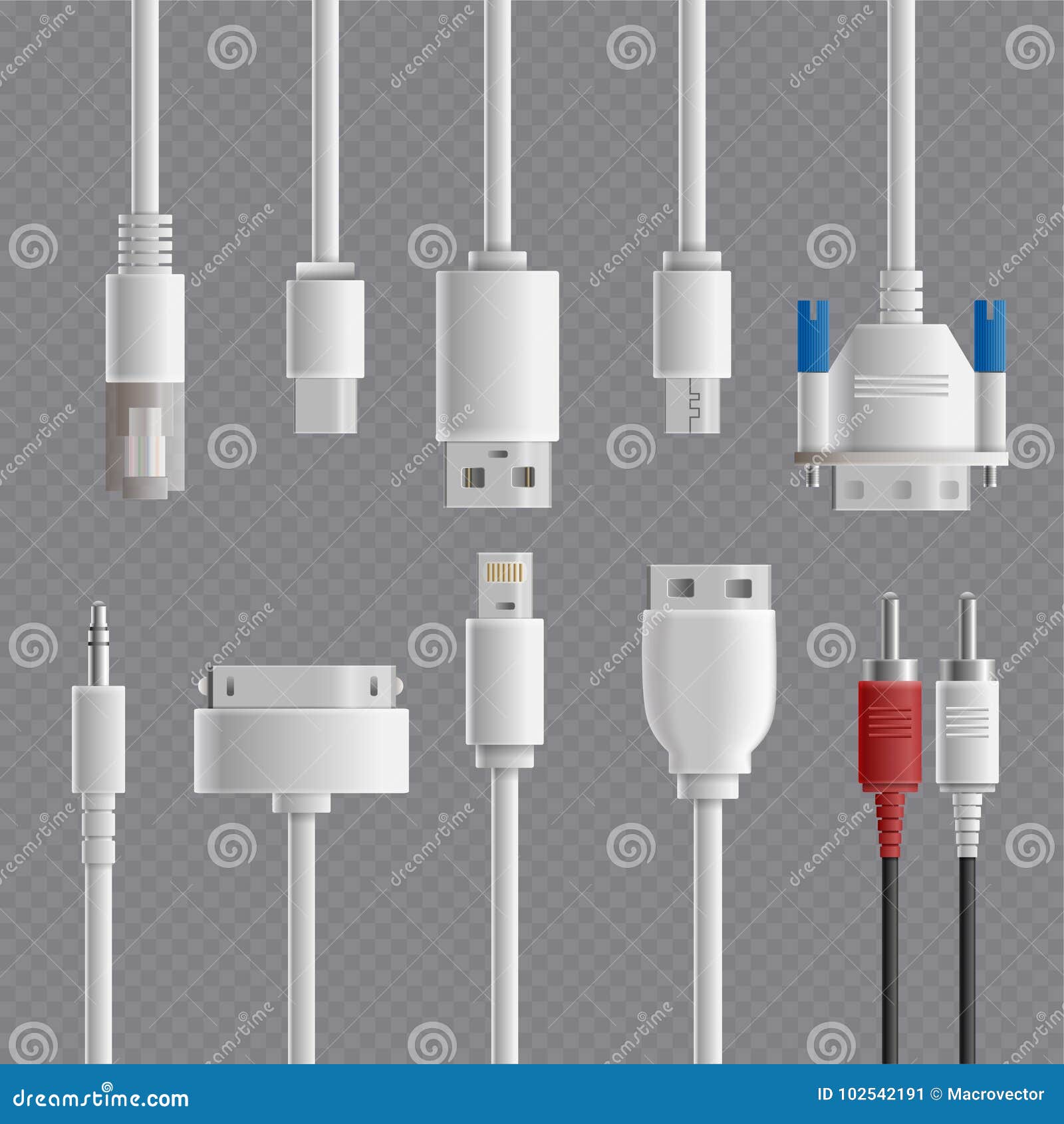 Cable Connectors Transparent Set Stock Vector - Illustration of graphic ...