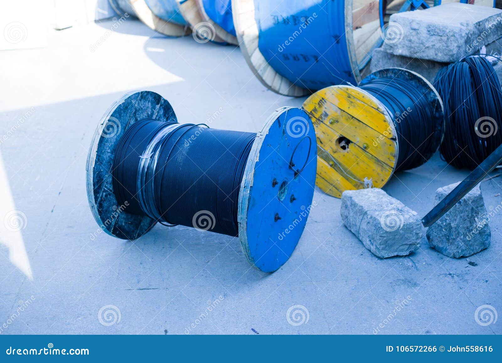 The Cables in Construction Site Stock Photo - Image of long, security ...