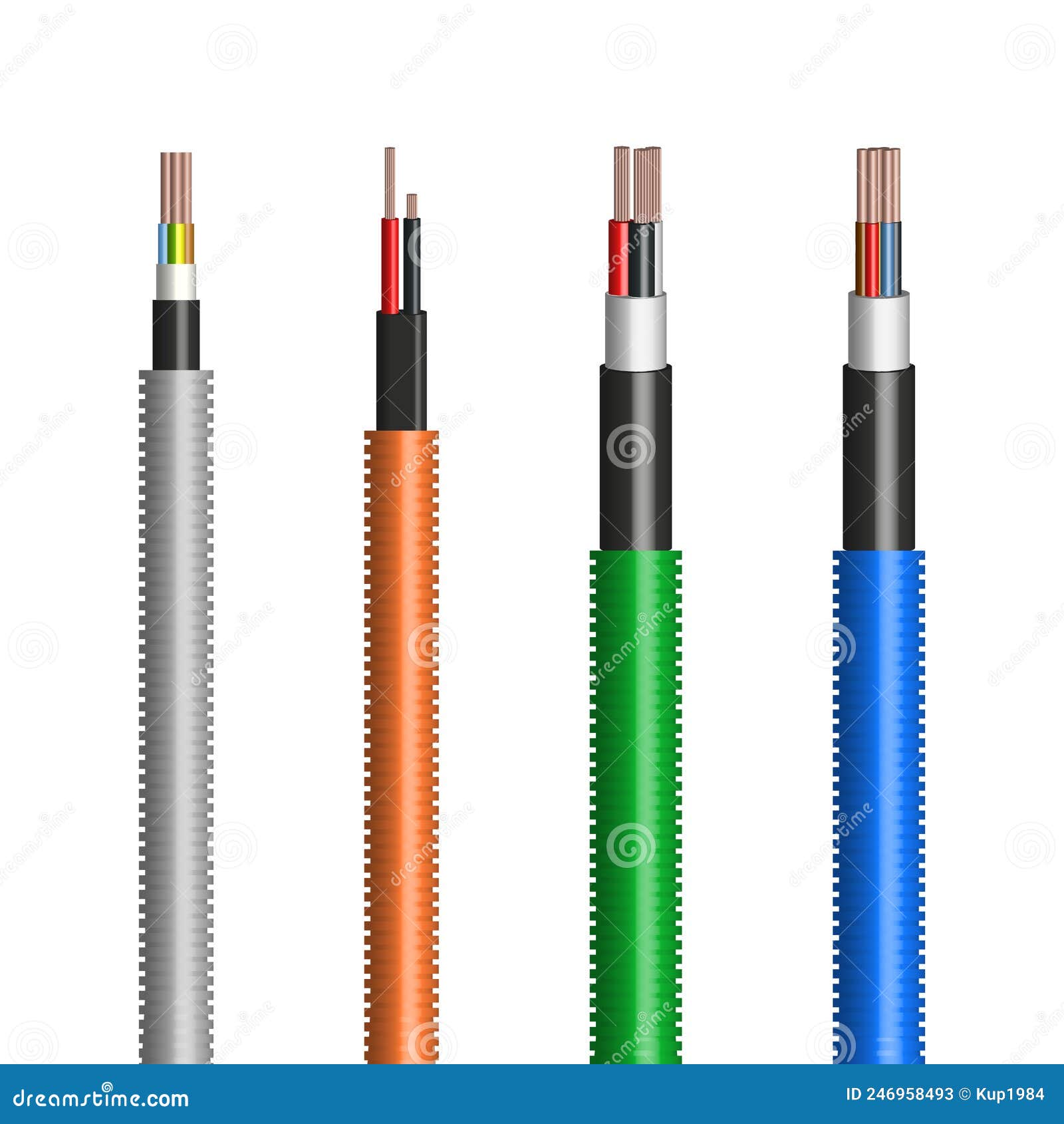 Cable With Copper Conductors. Front View, Vector Illustration ...